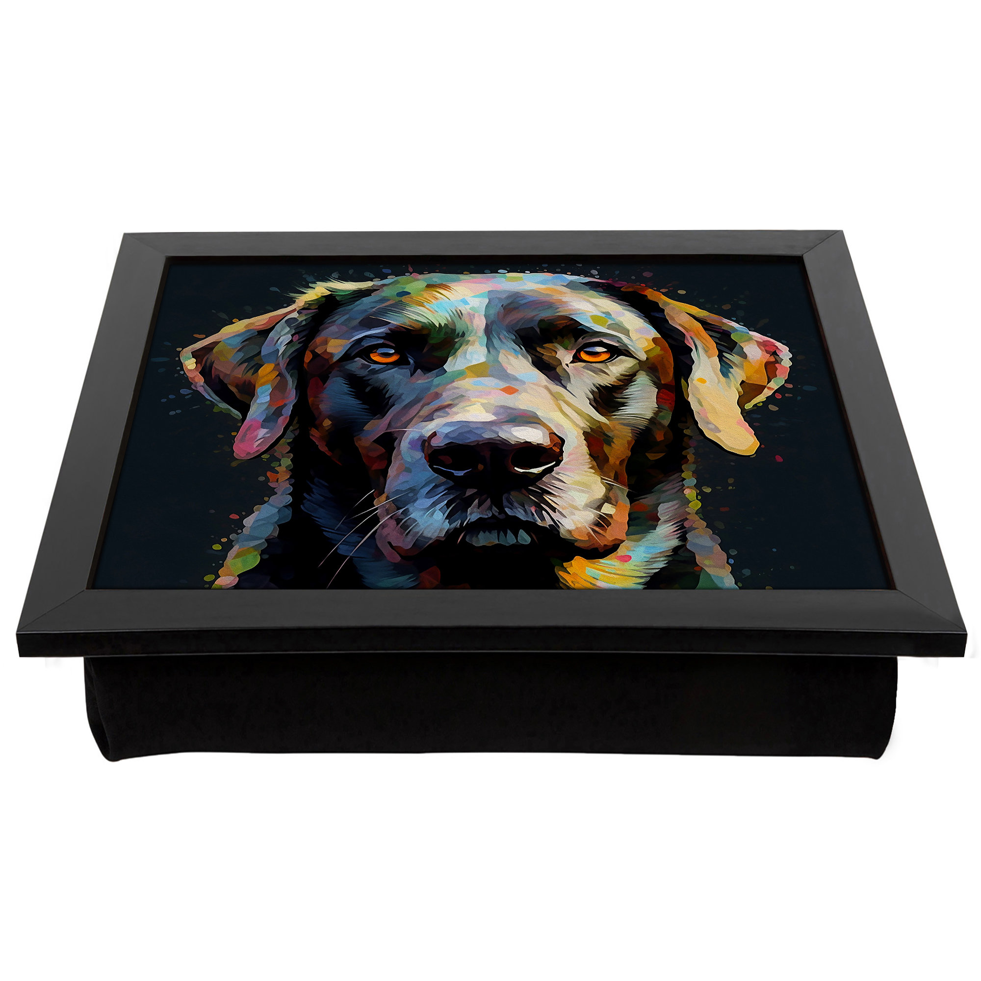 17 Stories Labrador Retriever Glitch Art Lap Tray with Cushion ...