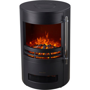 Cambridge Round Freestanding Electric Fireplace in Black | Wayfair