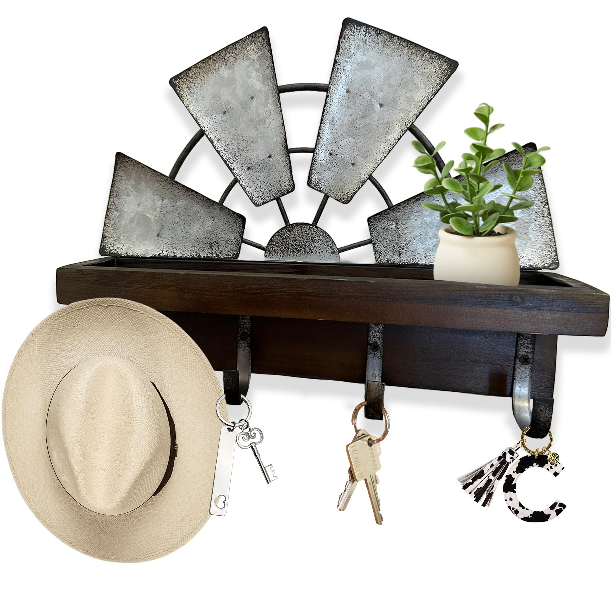 ALFOSCABINETS Windmill Wall-Mounted Key Holder with Shelf, Decorative ...