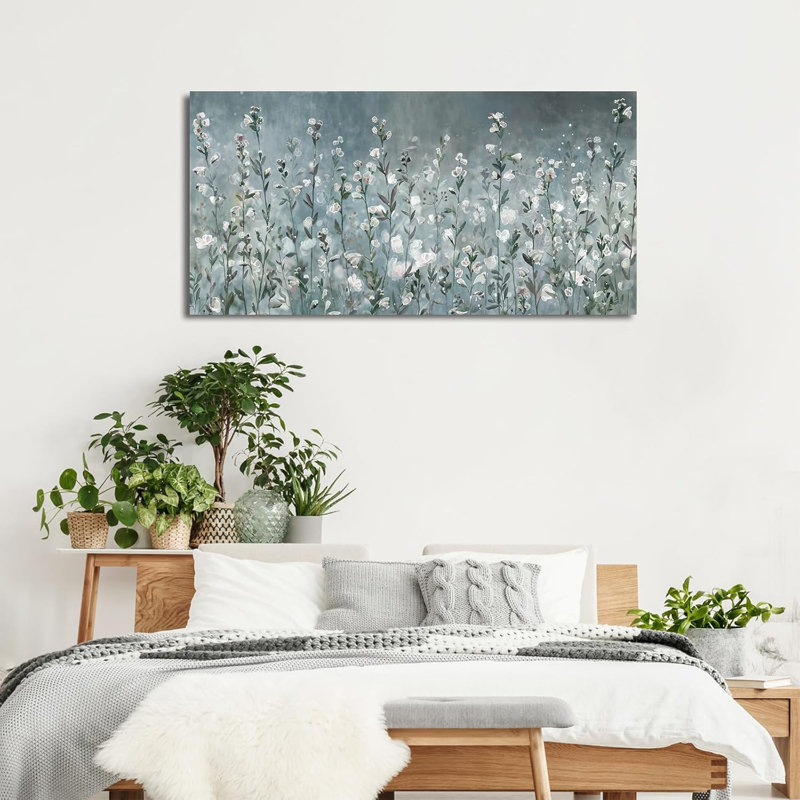 August Grove® Elegant Translucent White Flowers Pictures Botanical Wall ...