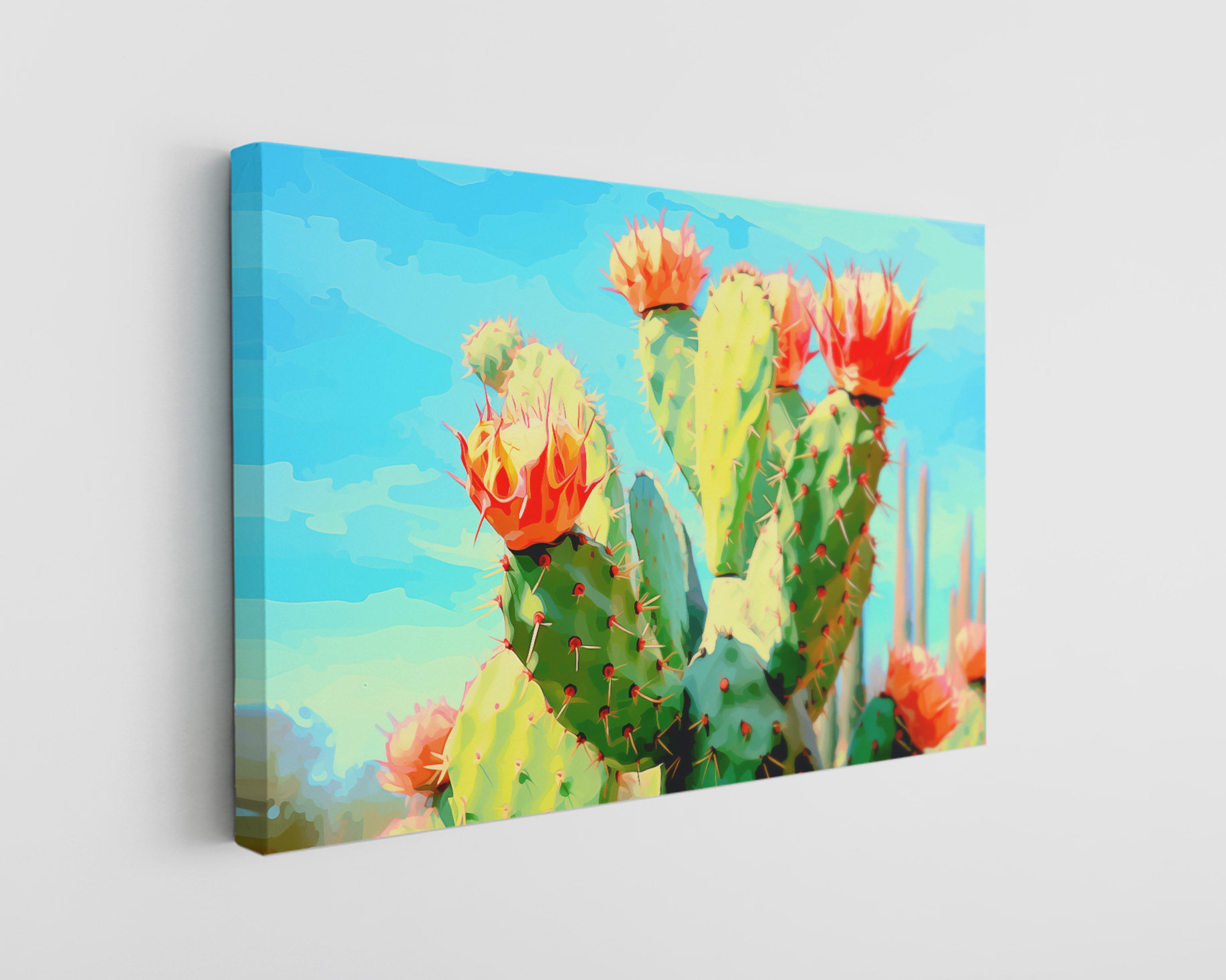 Bungalow Rose Oil Painting of Cactus Canvas Print, Modern Wall Art ...