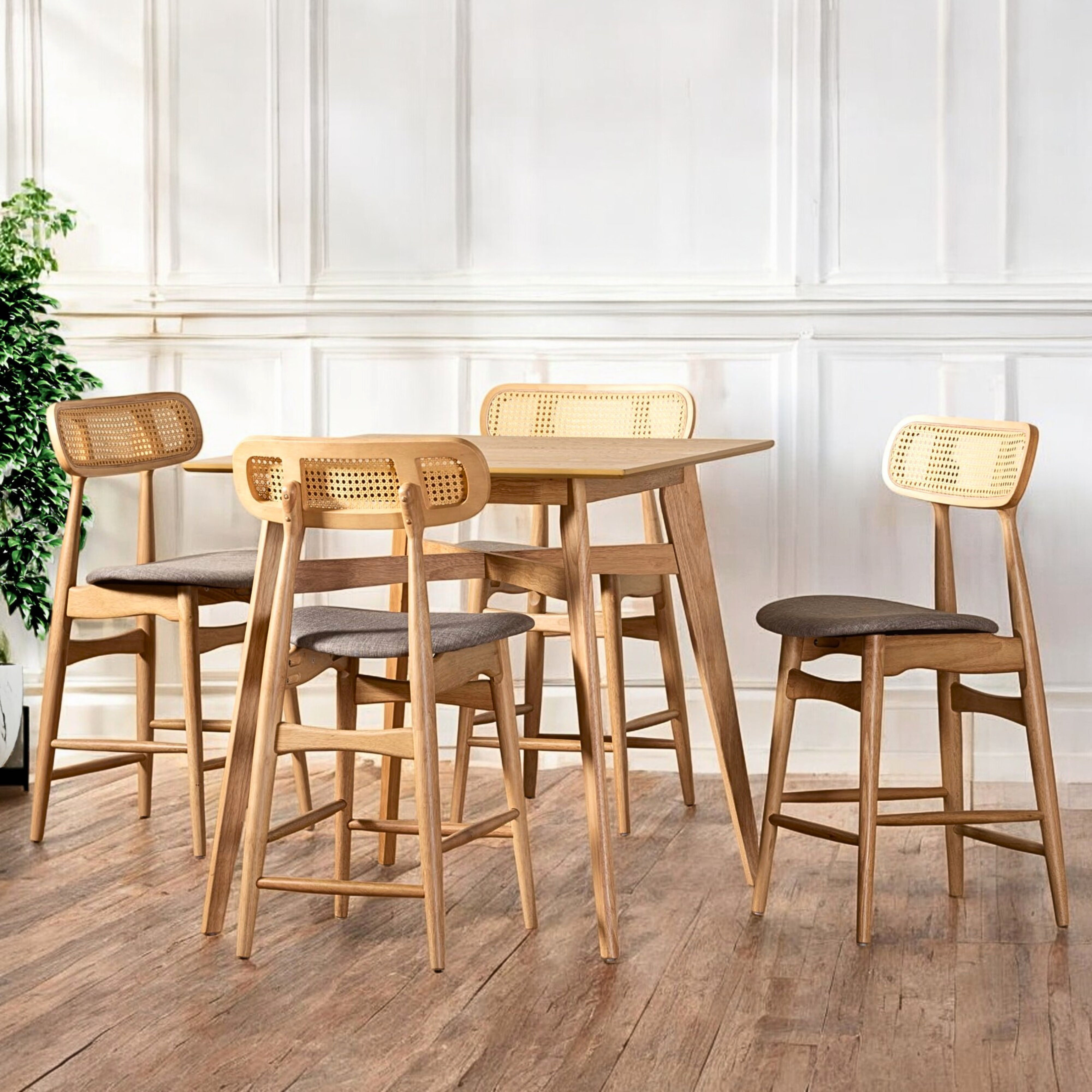 George Oliver Drew 5-Piece Mid-Century Modern Pub Set in Fabric and ...