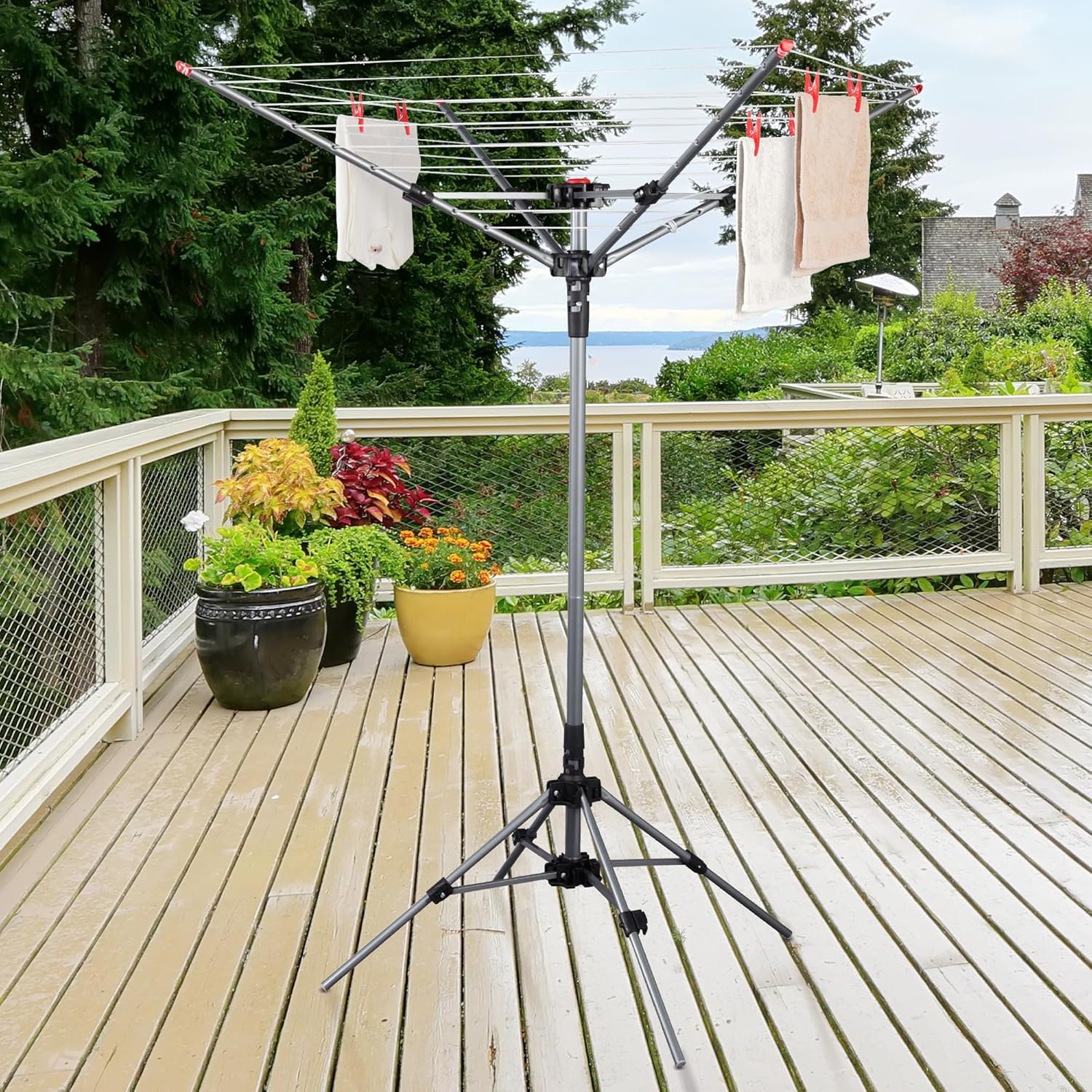 Rebrilliant Portable Rotary Umbrella Clothesline With 82 Feet Drying ...