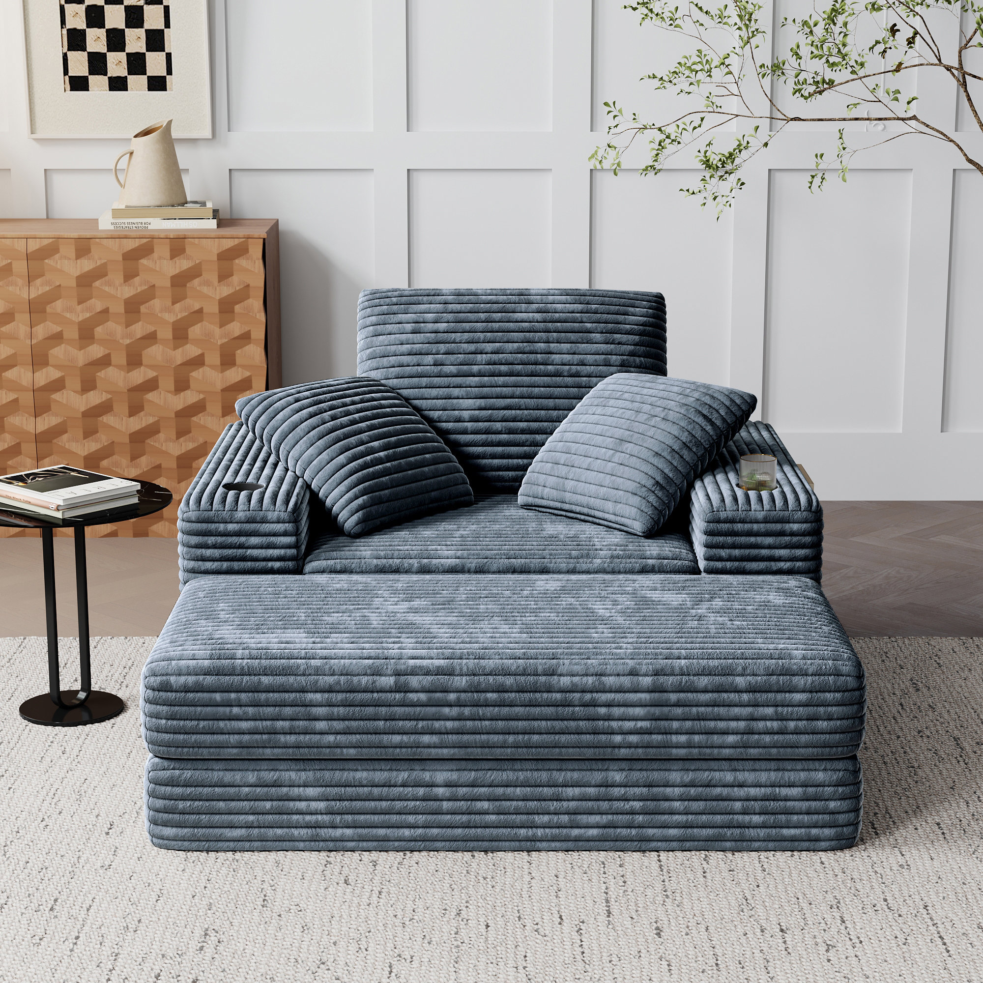 Latitude Run® Convertible Single Seat Sofa With Ottoman - Soft Foam ...