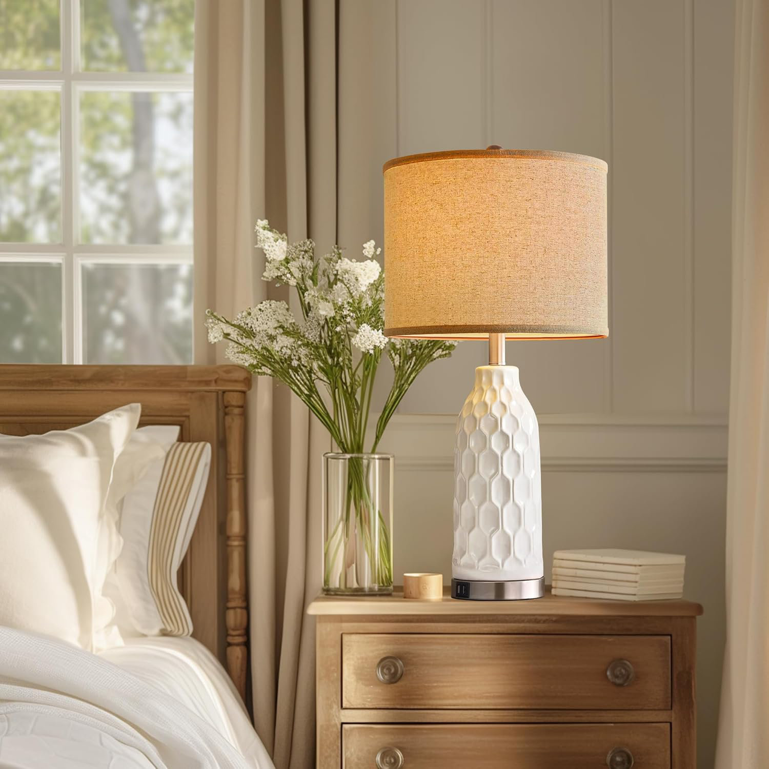 Lark Manor 27.5" Table Lamp Set Of 2 With USB Charging Ports, 3-Way ...