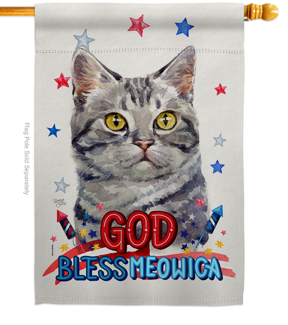Breeze Decor Patriotic American Cat 2-Sided Polyester 40 x 28 in. House ...