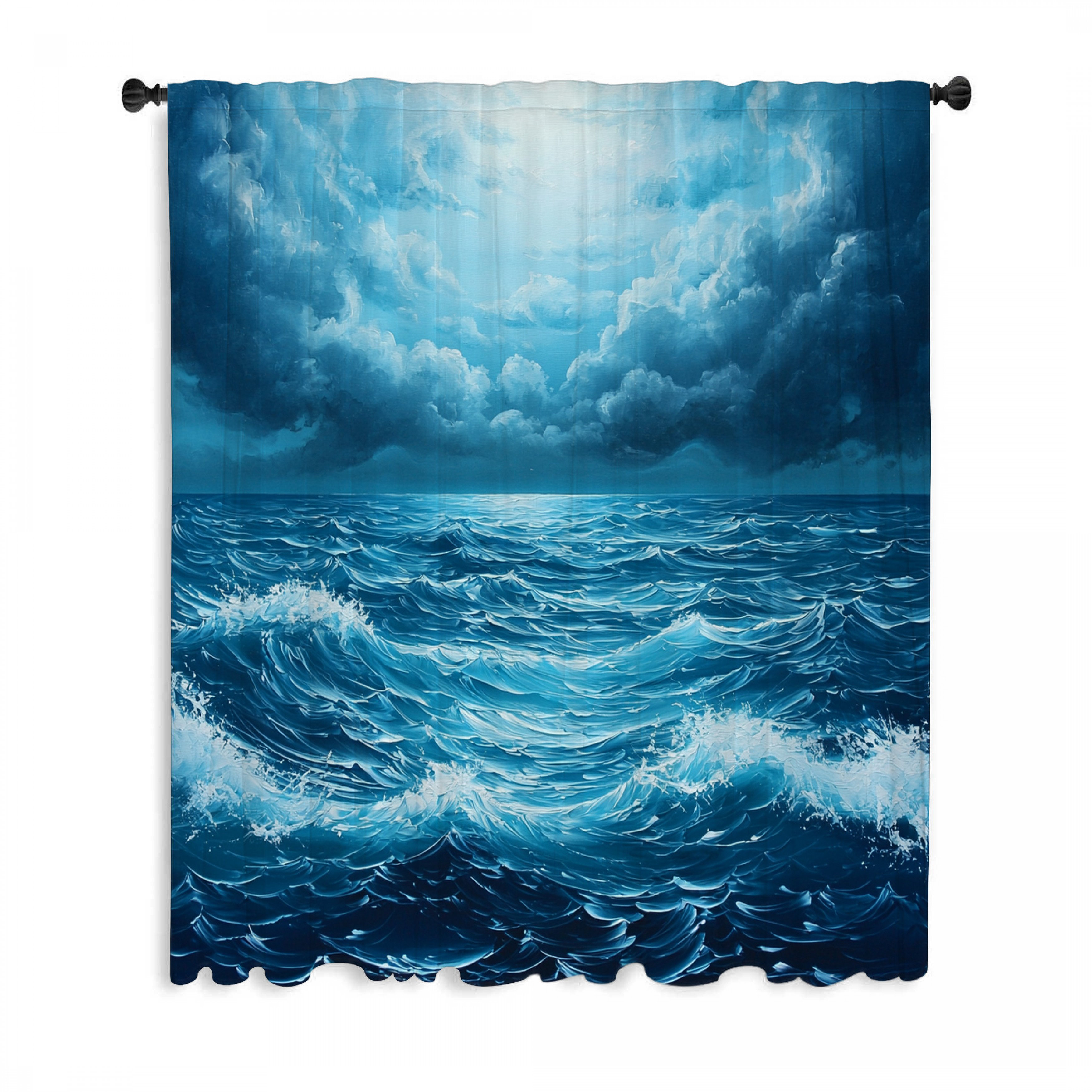East Urban Home Ocean Waves Window Curtains, Nature Blockout & Hossain ...