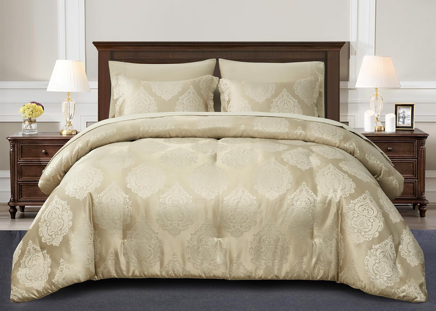 Chezmoi Collection Juliette 7-Piece Bed in a Bag Medallion Jacquard ...