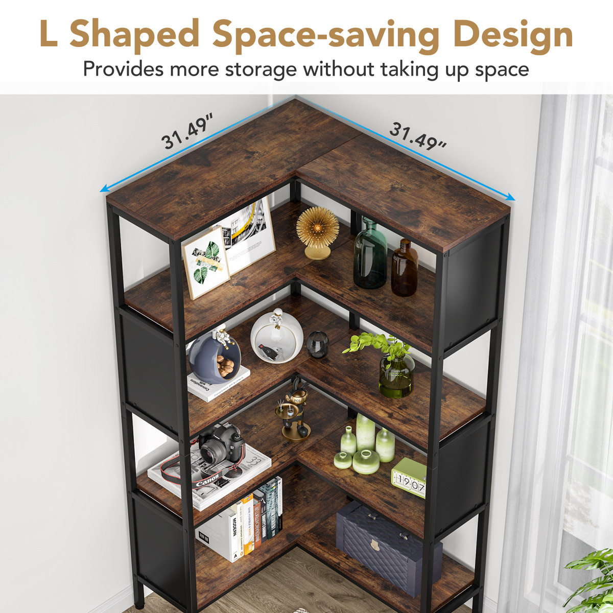 17 Stories Aidrian 66.9" H x 31.5" W Steel Corner Bookcase & Reviews ...