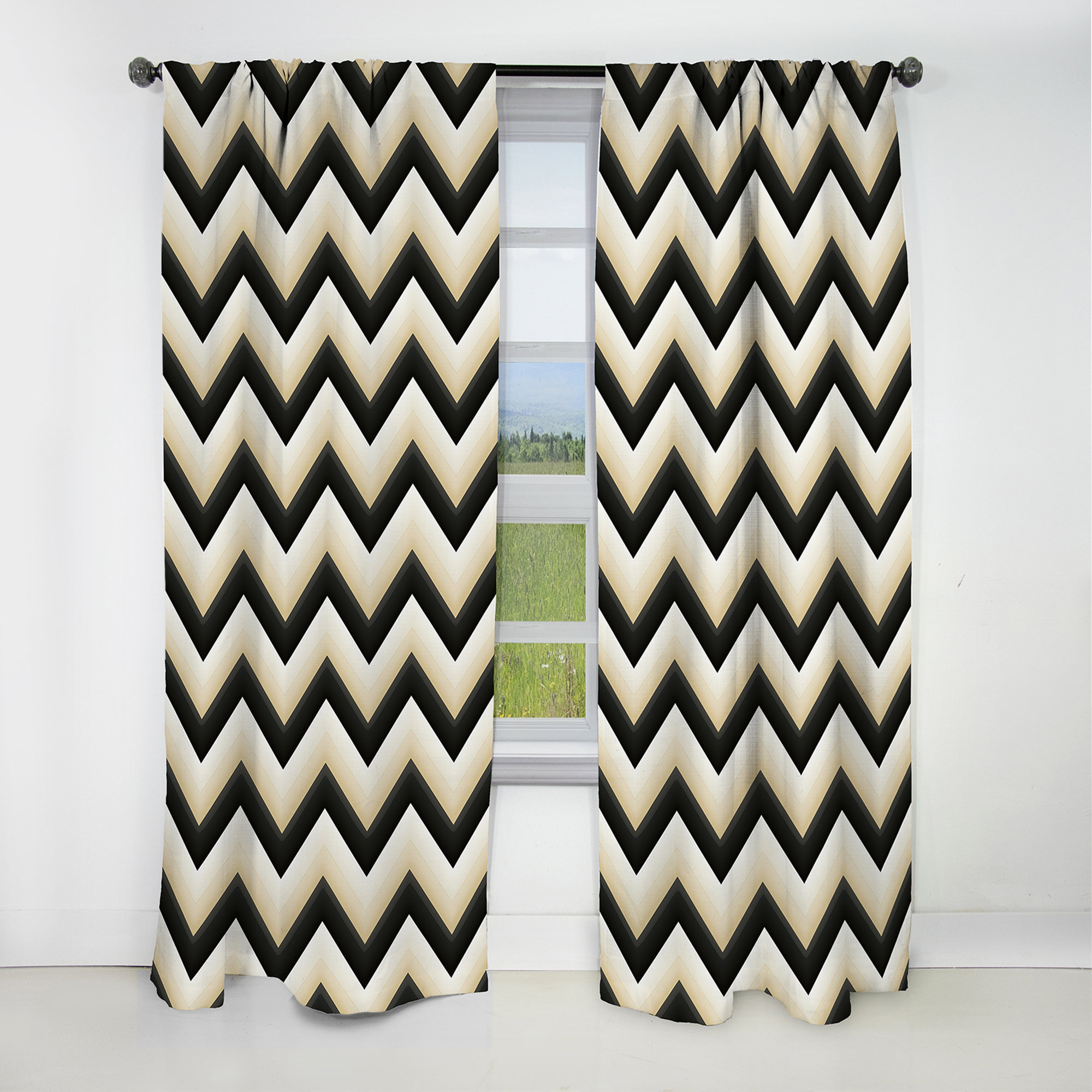 Design Art Monochromatic Chevron Motion I - Chevron Curtain - Blackout ...