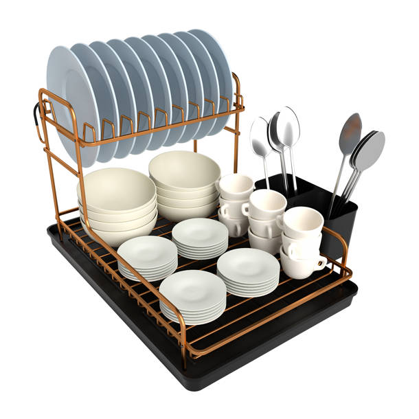 simplehuman Kitchen Dish Drying Rack with Swivel Spout, Fingerprint ...