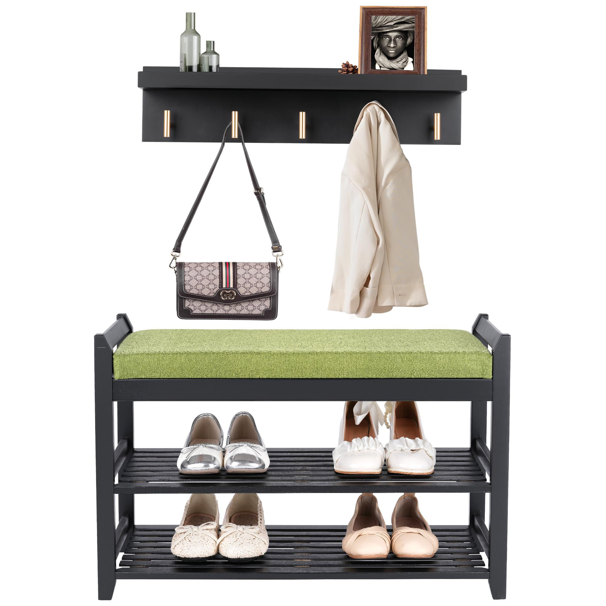 Latitude Run® Shoe Rack For Front Door Entrance, 28” Entryway Bench ...