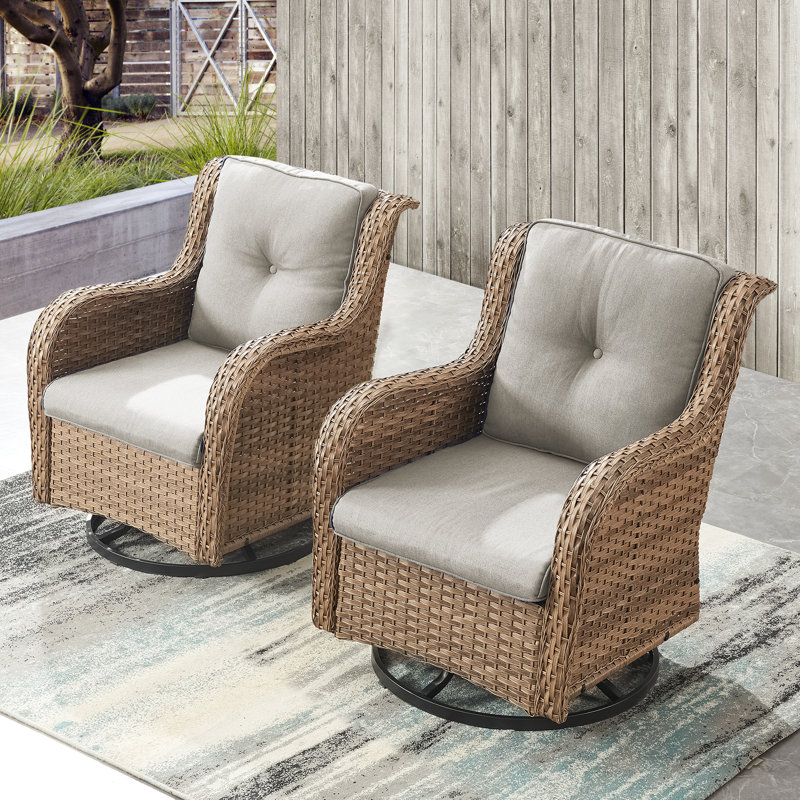 Lark Manor™ Ashawn Wicker Outdoor Swivel Rocker Chair with Cushions ...