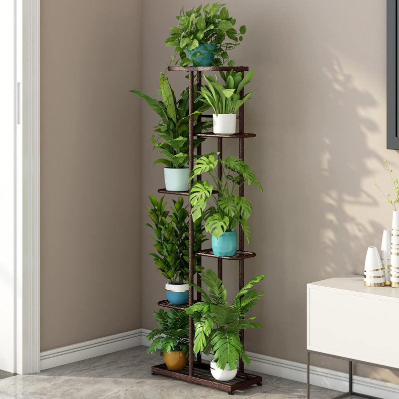 17 Stories Plant Stand Metal 6 Tier 7 Potted Multiple Flower Pot Holder ...