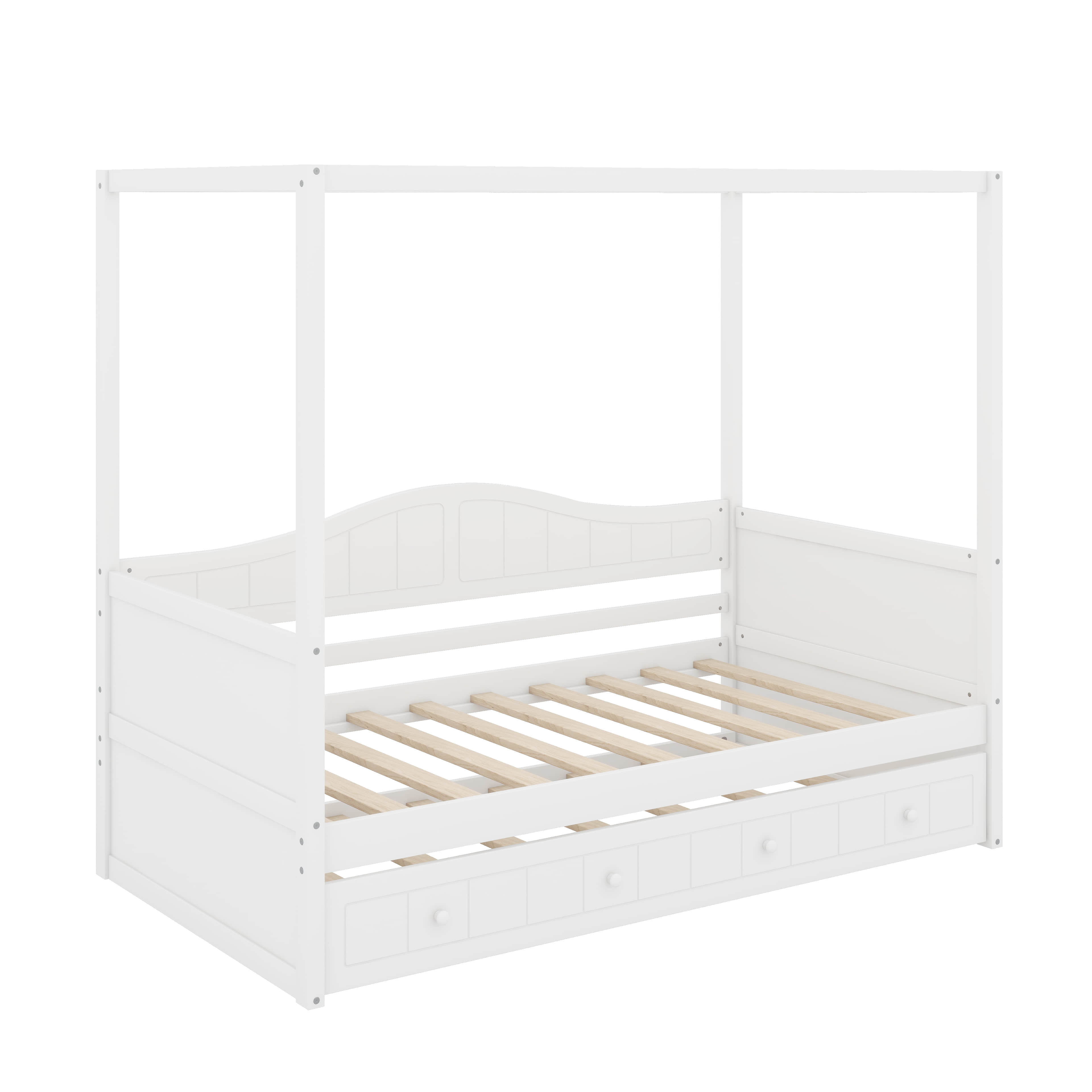 George Oliver Twin Size Canopy Day Bed With Twin Size Trundle - Wayfair ...