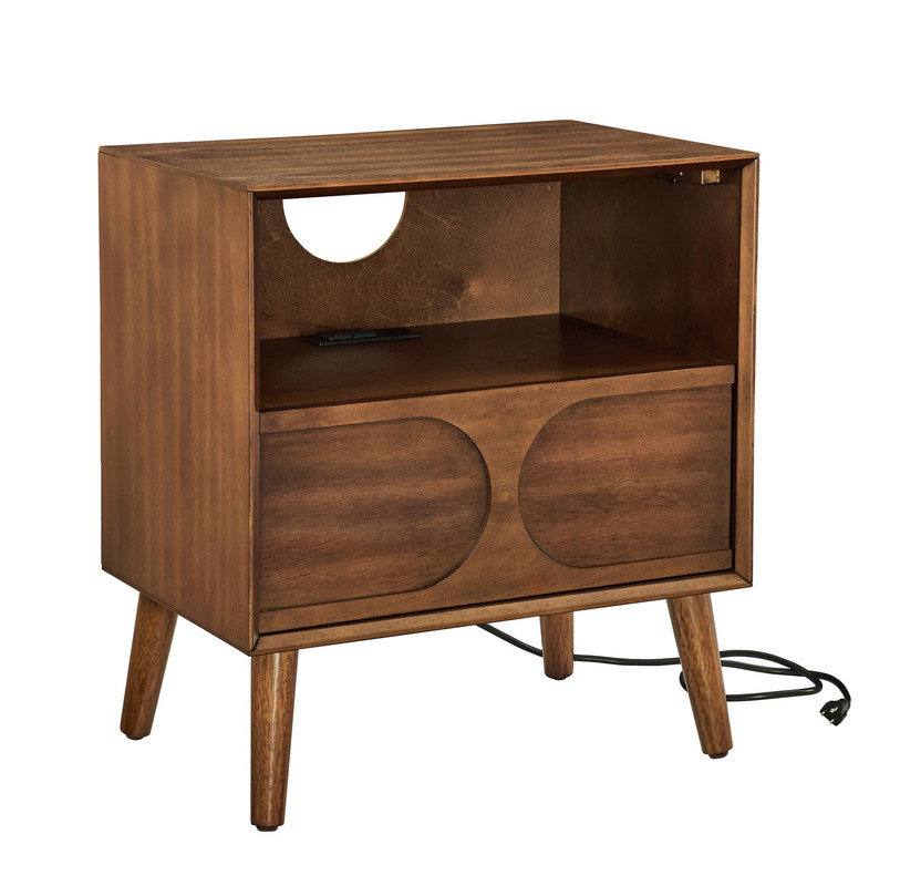 George Oliver Walnut Nightstand Mid Century Modern Fluted, Farmhouse ...