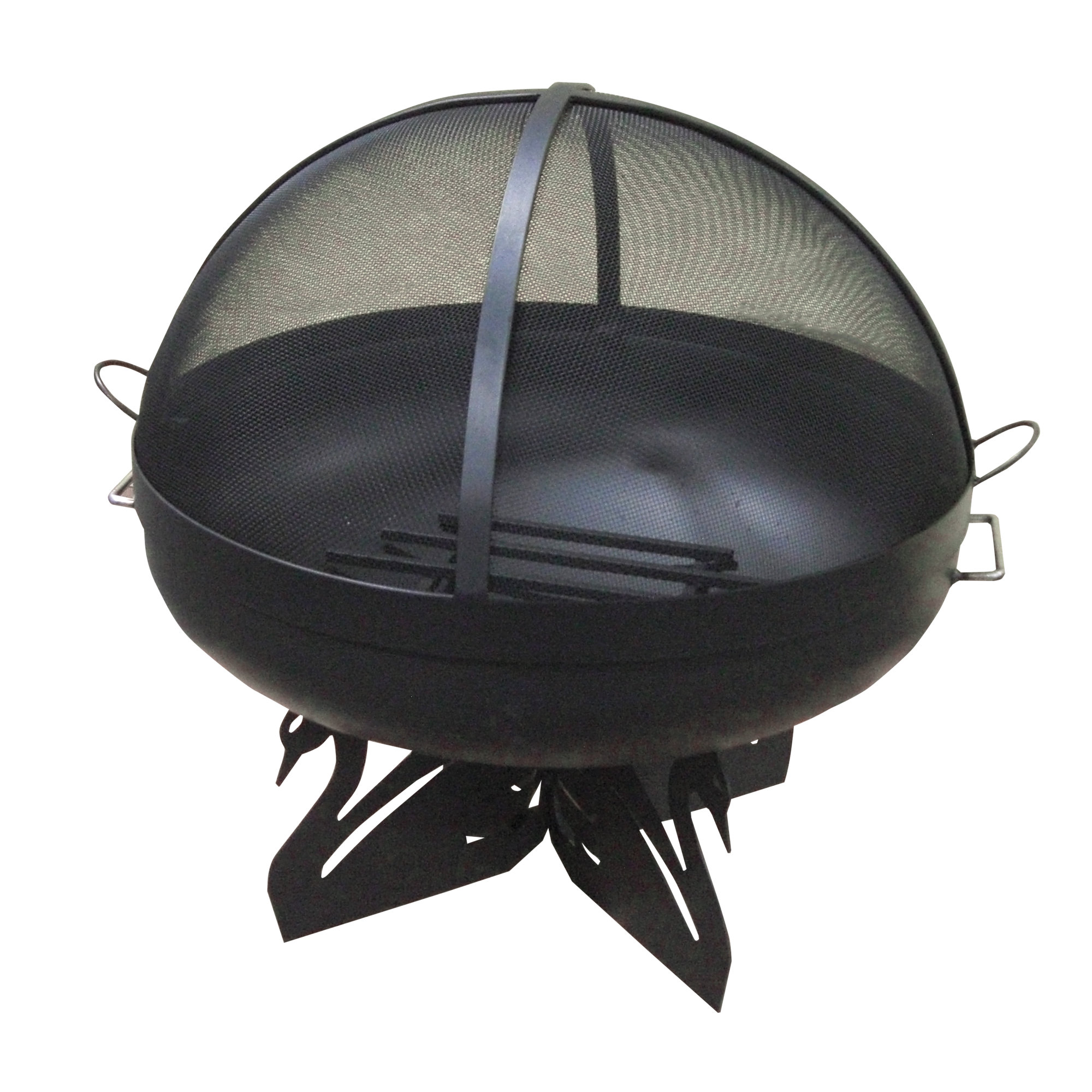 Darby Home Co 30 Round Fire Pit with Black Swan Base, CS Dome Screen ...