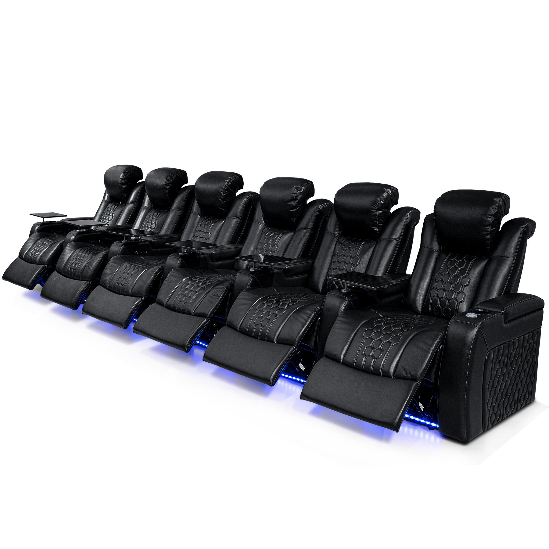 Latitude Run® 6 Pieces Genuine Leather Home Theater Chair, Brown | Wayfair