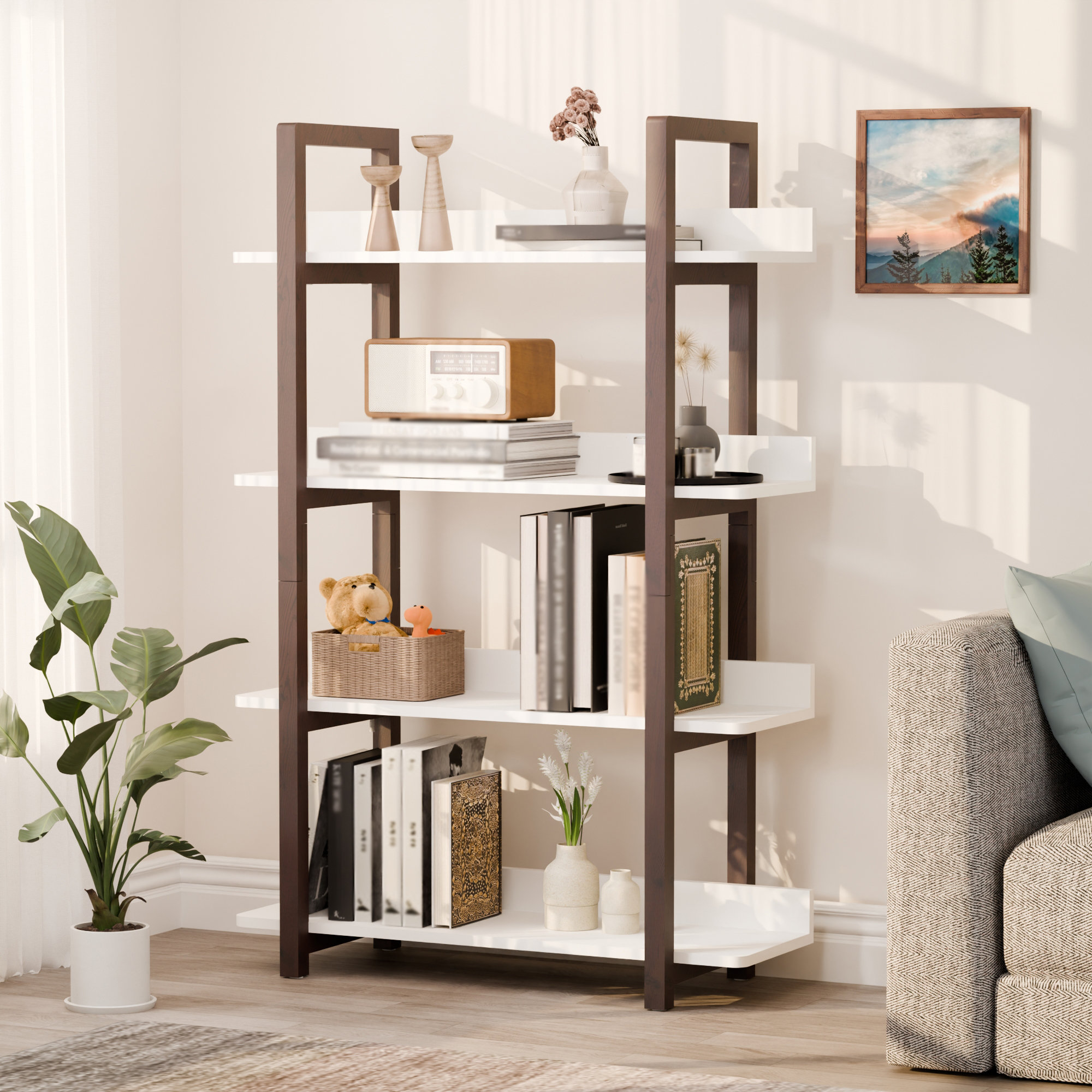 Latitude Run® Solid Wood Multicolor Bookcase For Home Decor | Wayfair