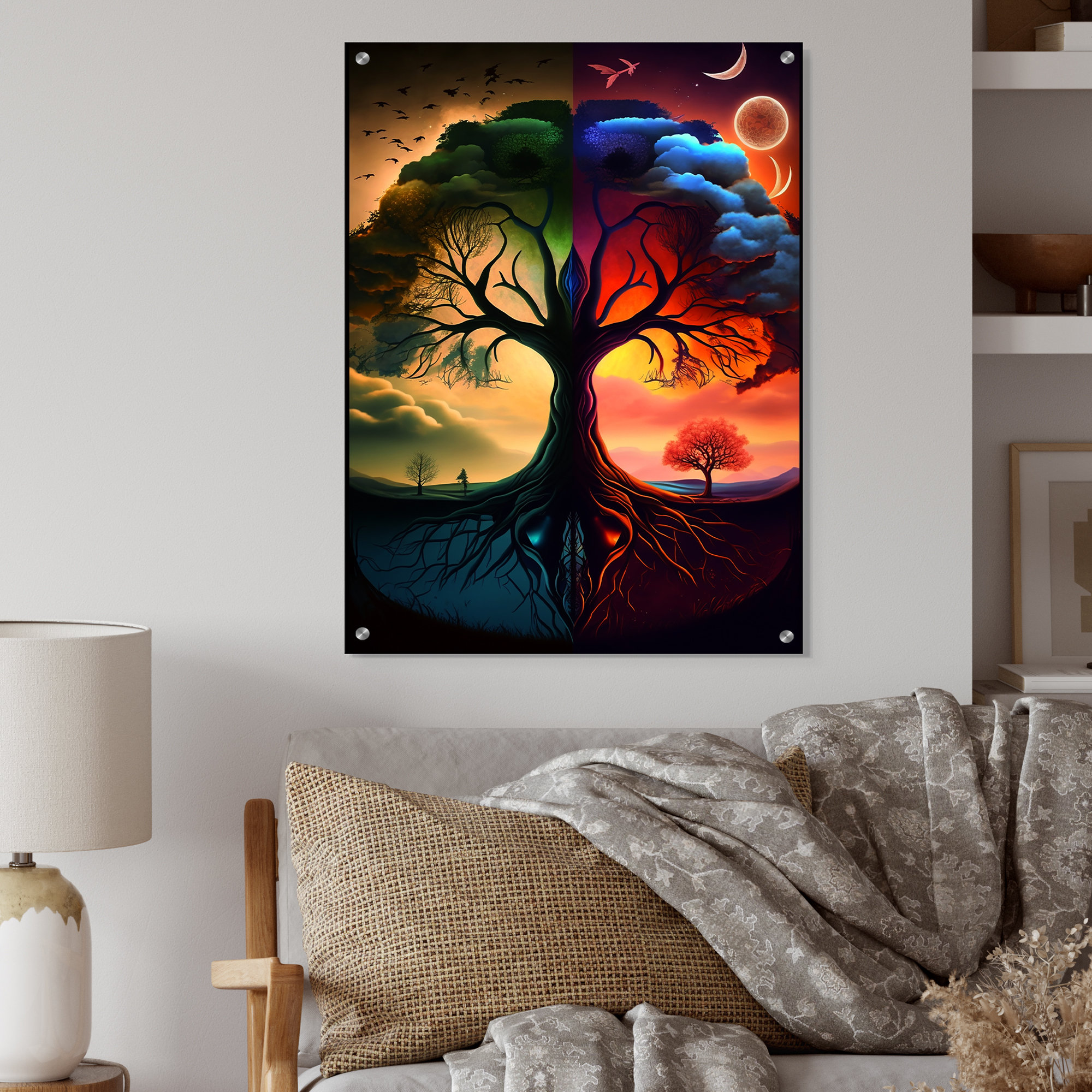 Latitude Run® Tree Of Life Day And Night I - Forest Acrylic Wall Art ...