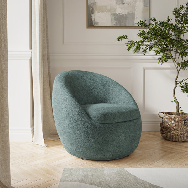 Wrought Studio Jaysaun Upholstered Swivel Barrel Chair & Reviews | Wayfair