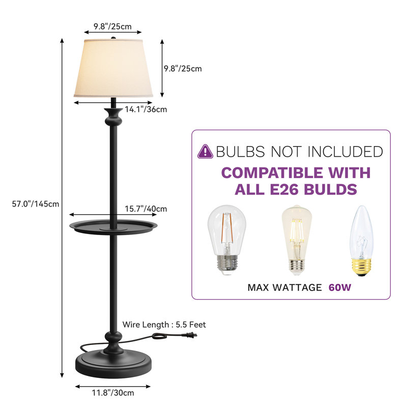 Red Barrel Studio® Rielley Red Barrel Studio Floor Lamp with Metal Tray ...