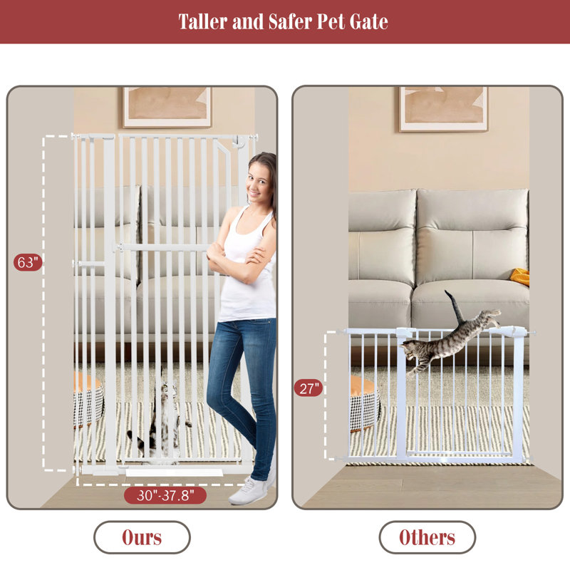 Tucker Murphy Pet™ 63" Extra Tall Pet Gate, Width Adjustable Pressure ...