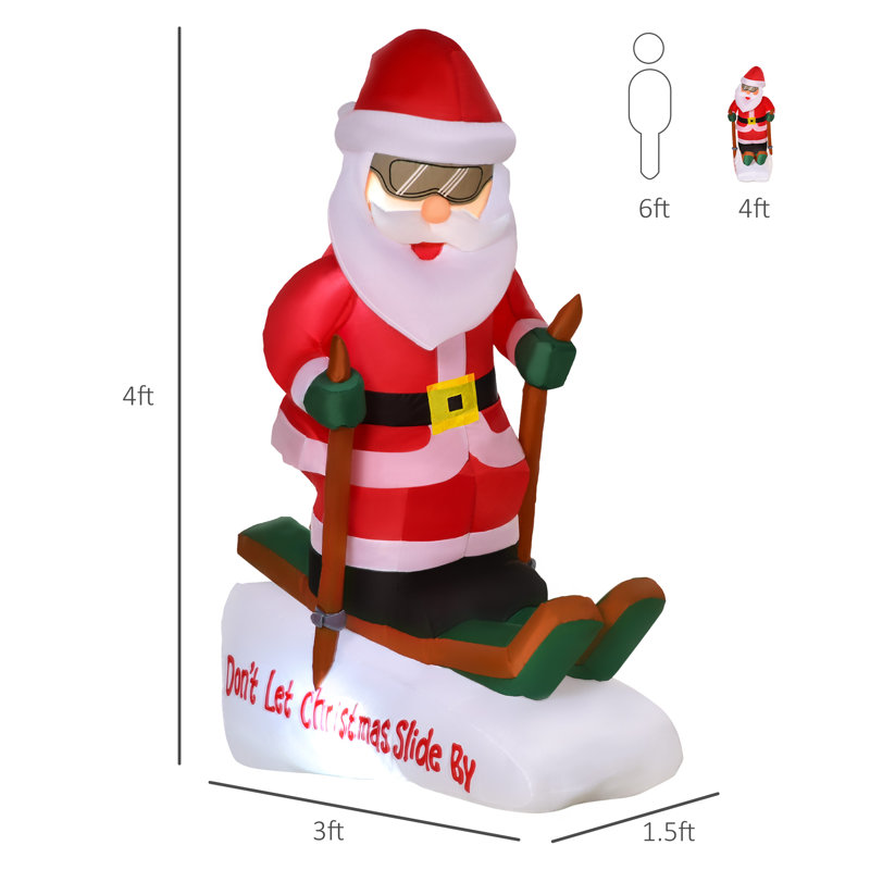 The Holiday Aisle® Santa Claus Skiing Inflatable & Reviews | Wayfair