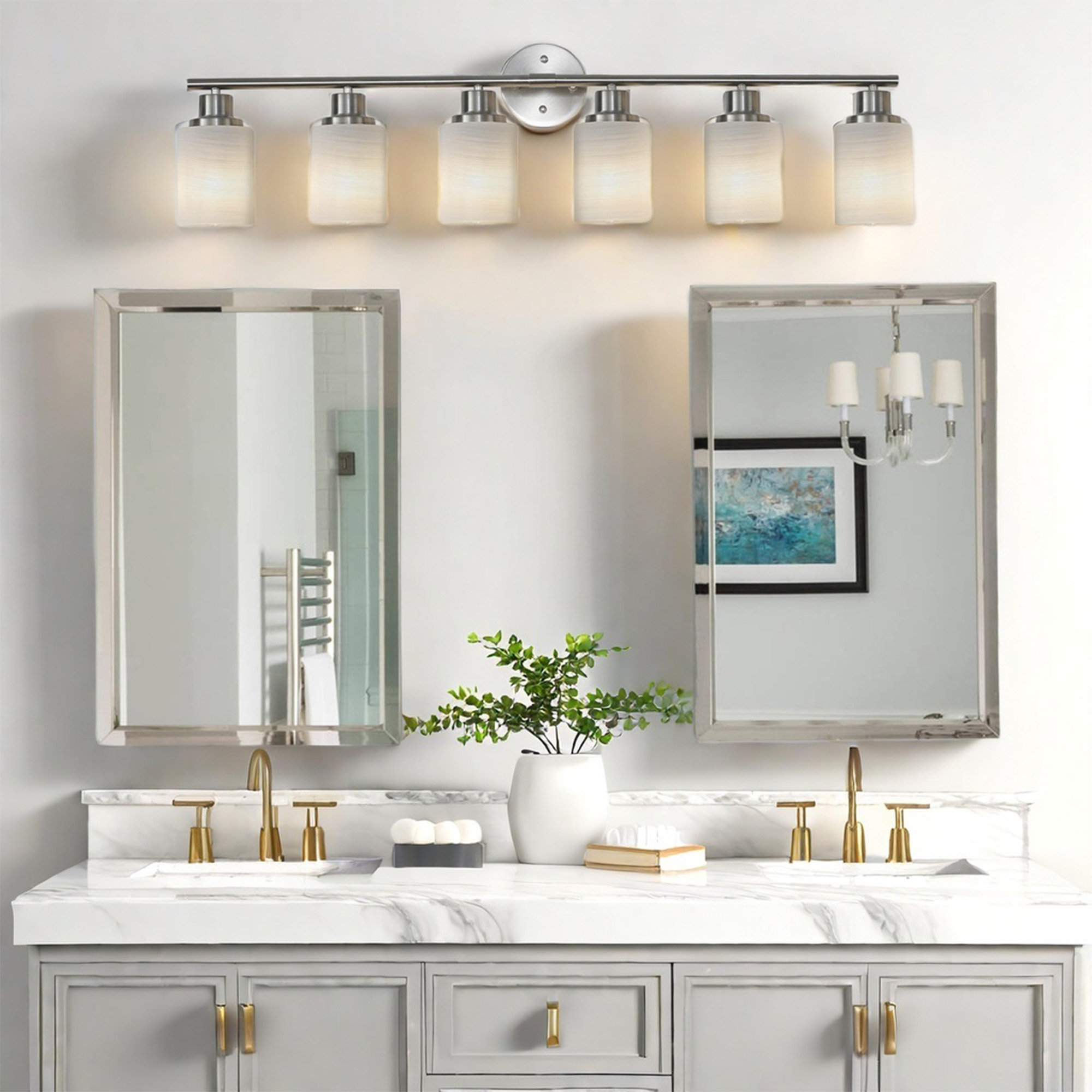 Ebern Designs Edjamboya Modern Bathroom Lighting with Frosted Glass ...