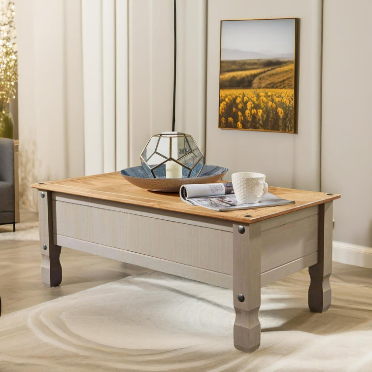 FURNOLD Solid Coffee Table Chunky, Wooden Legs, Living Room Furniture ...