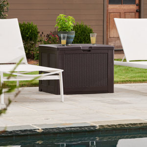 Rubbermaid Deck Box, Medium, 74 Gallon, Brown | Wayfair