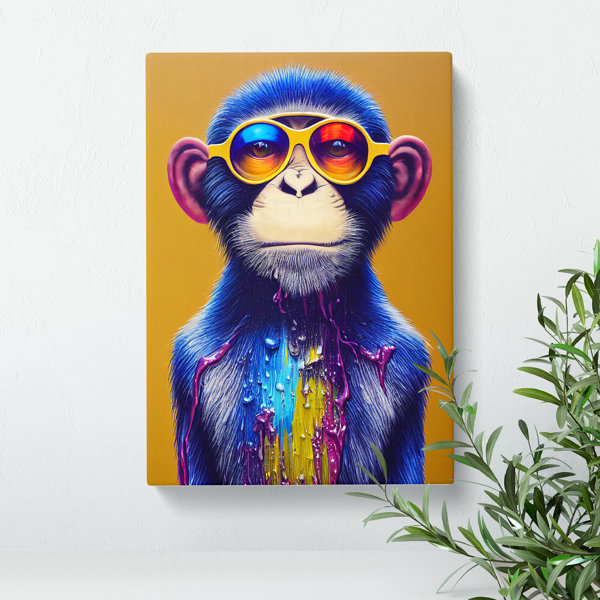 Happy Larry Paint Drip Monkey No.4 - Wrapped Canvas Graphic Art ...