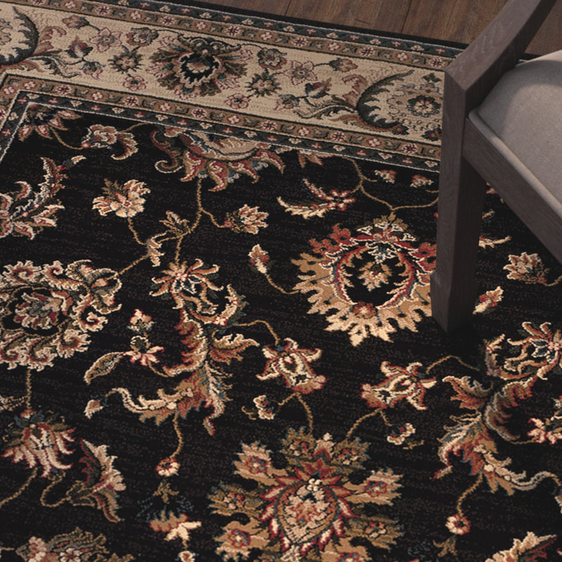 Astoria Grand Shelburne Performance Black/ Ivory Rug & Reviews | Wayfair