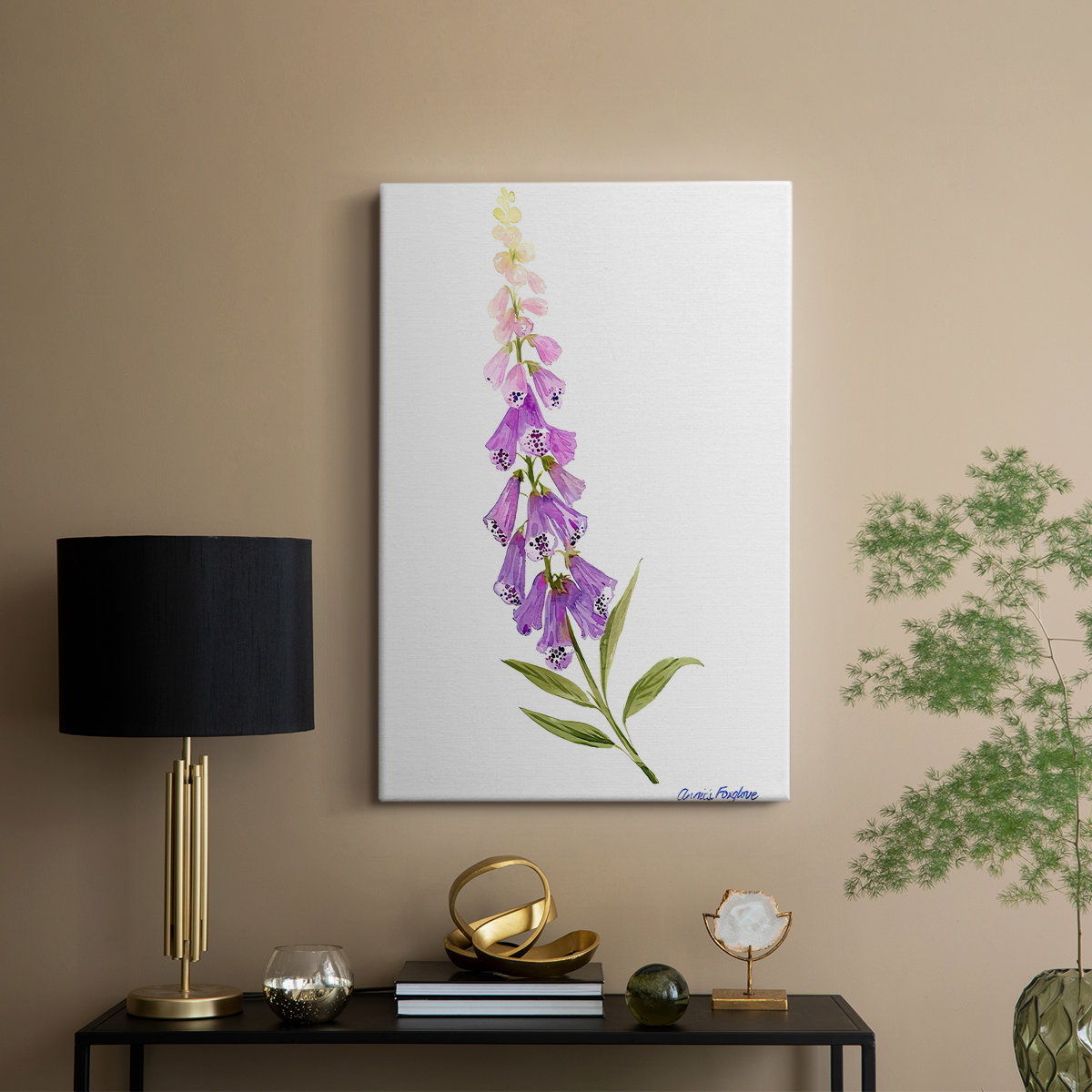 Ophelia & Co. Annie's Foxglove II -Custom Wrapped Gallery Cavas | Wayfair