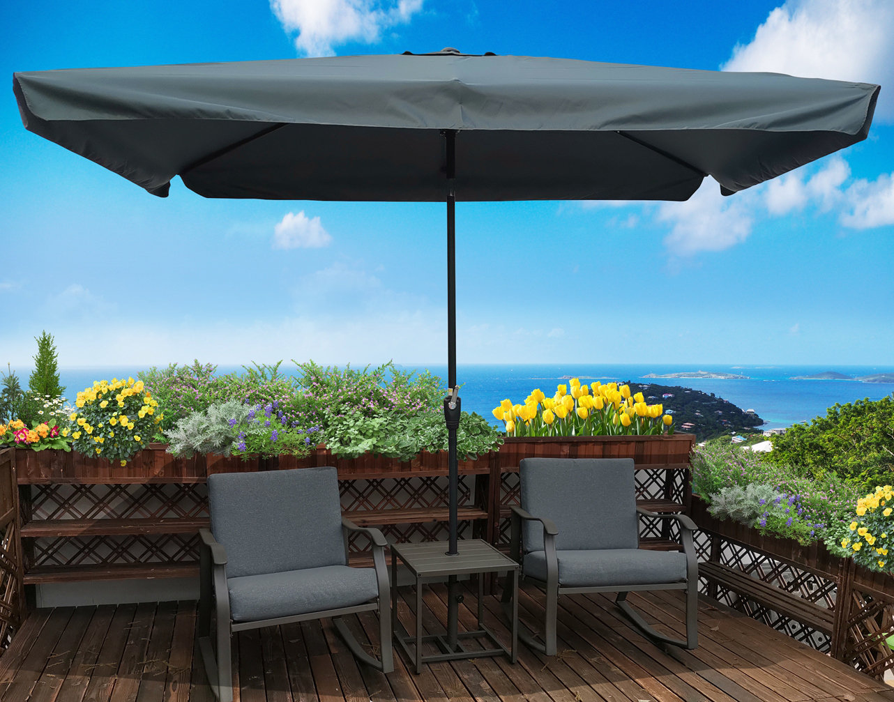 Arlmont & Co. Sibeal 120'' Balcony Umbrella Counter Weights Included ...