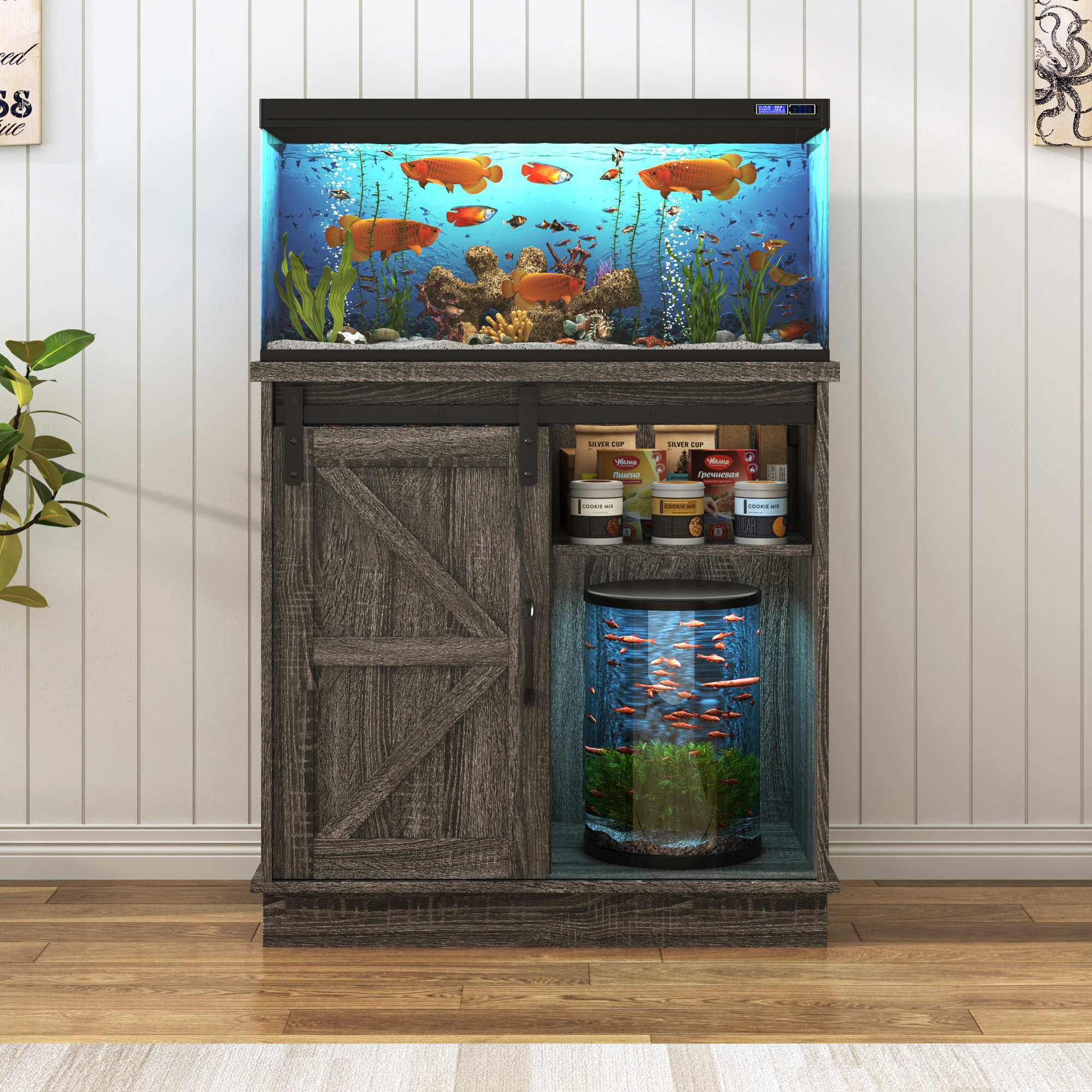 Tucker Murphy Pet™ Farmhouse Aquarium Stand With Sliding Barn Door ...