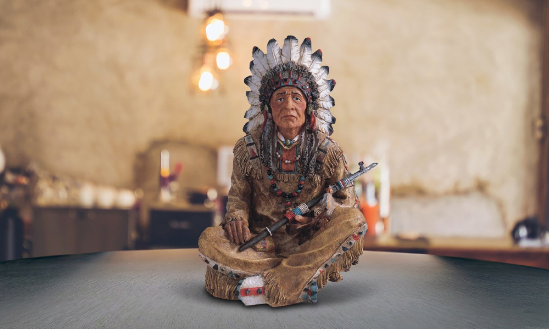 Canora Grey Freddie-Lee 14"H Indian Chief Sitting Native American ...