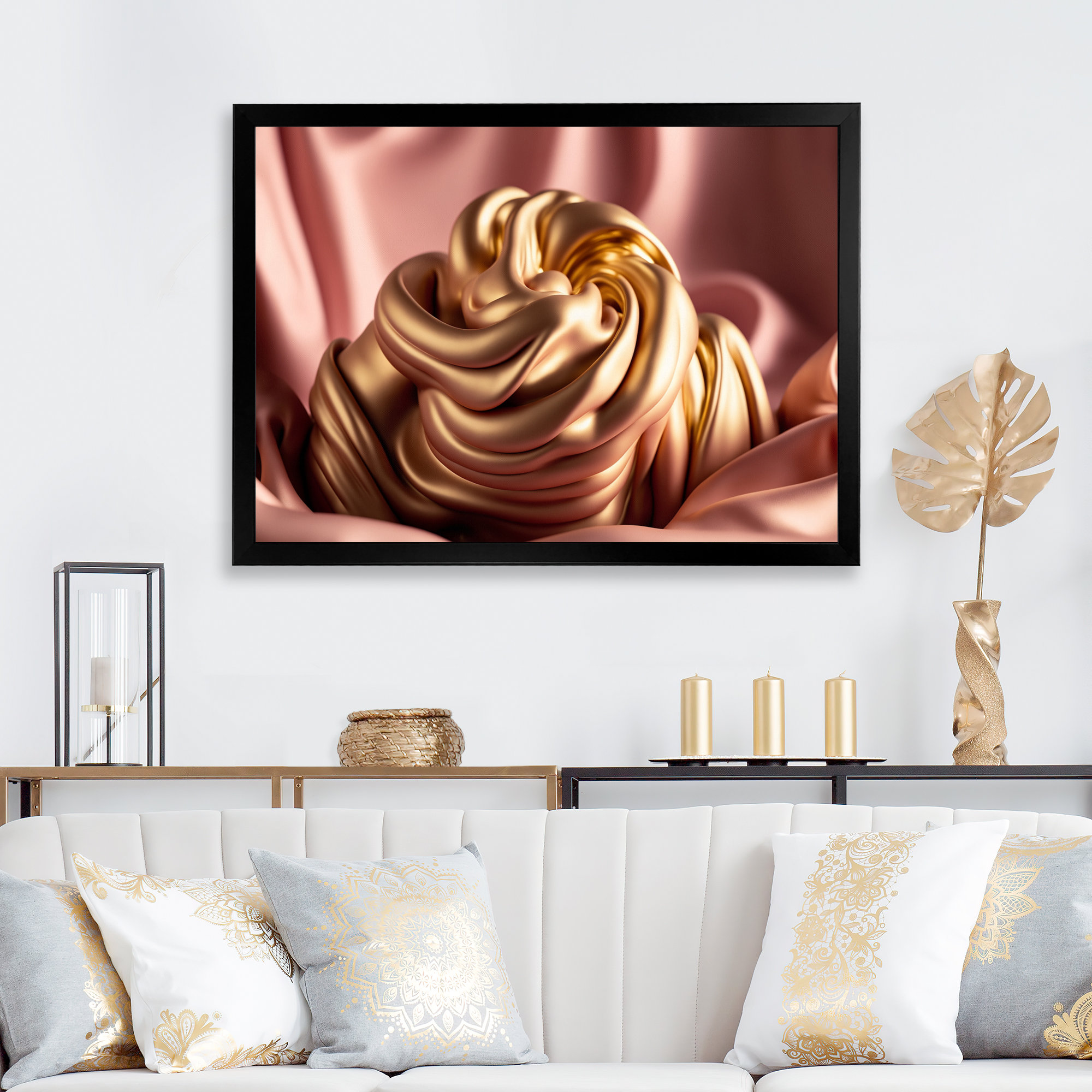 Design Art Luscious Liquid Gold in Subdued Pink and Taupe VII - Print ...