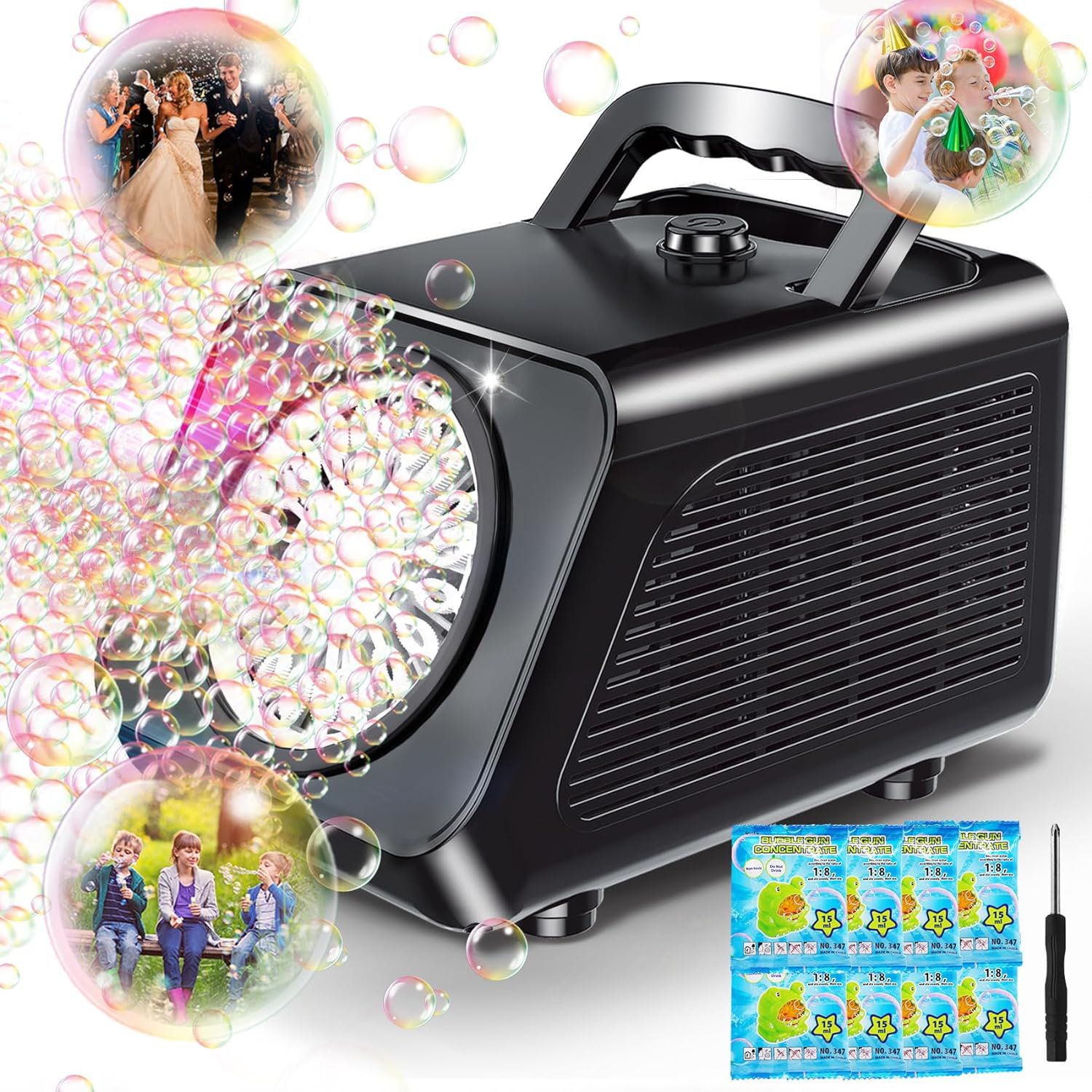 The Holiday Aisle® Bubble Machine Automatic Bubble Blower For Kids: 20000+ Bubbles Per Minute ...