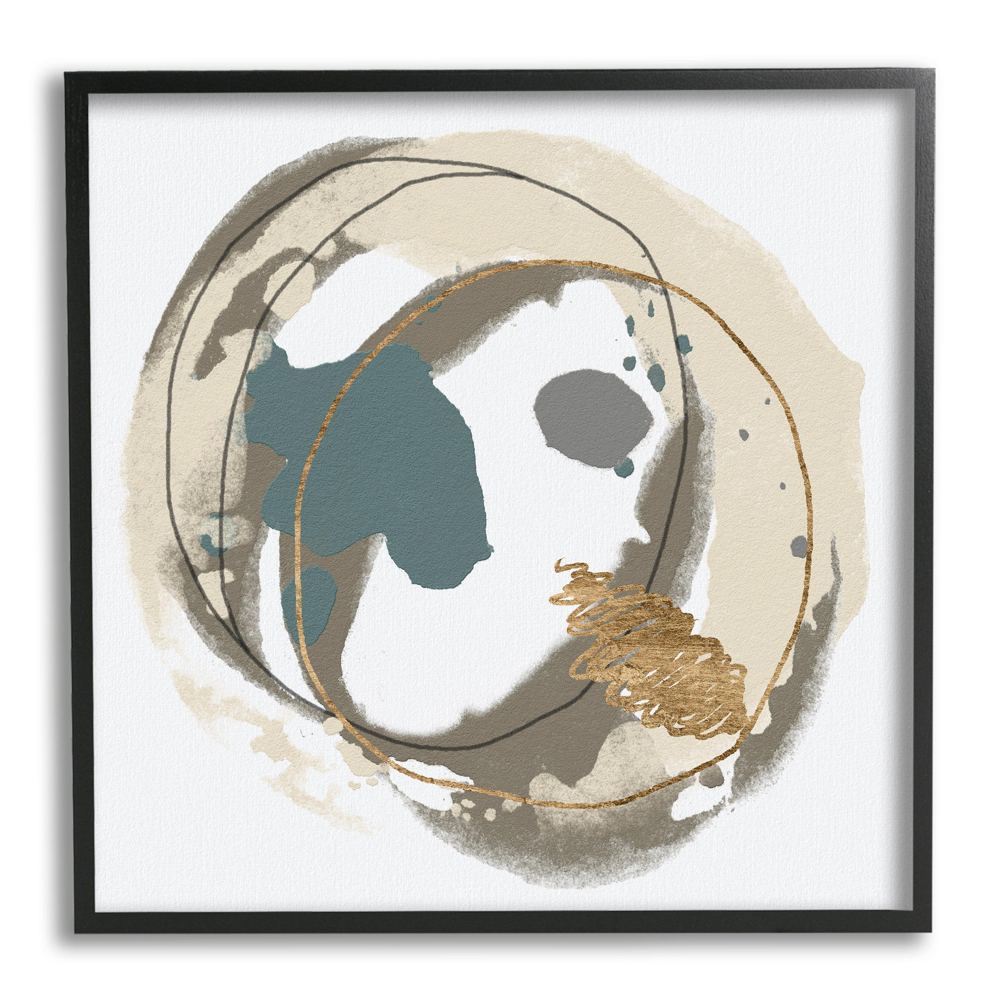 Stupell Industries Circular Inclusion Abstract Shapes Framed Giclee Art ...