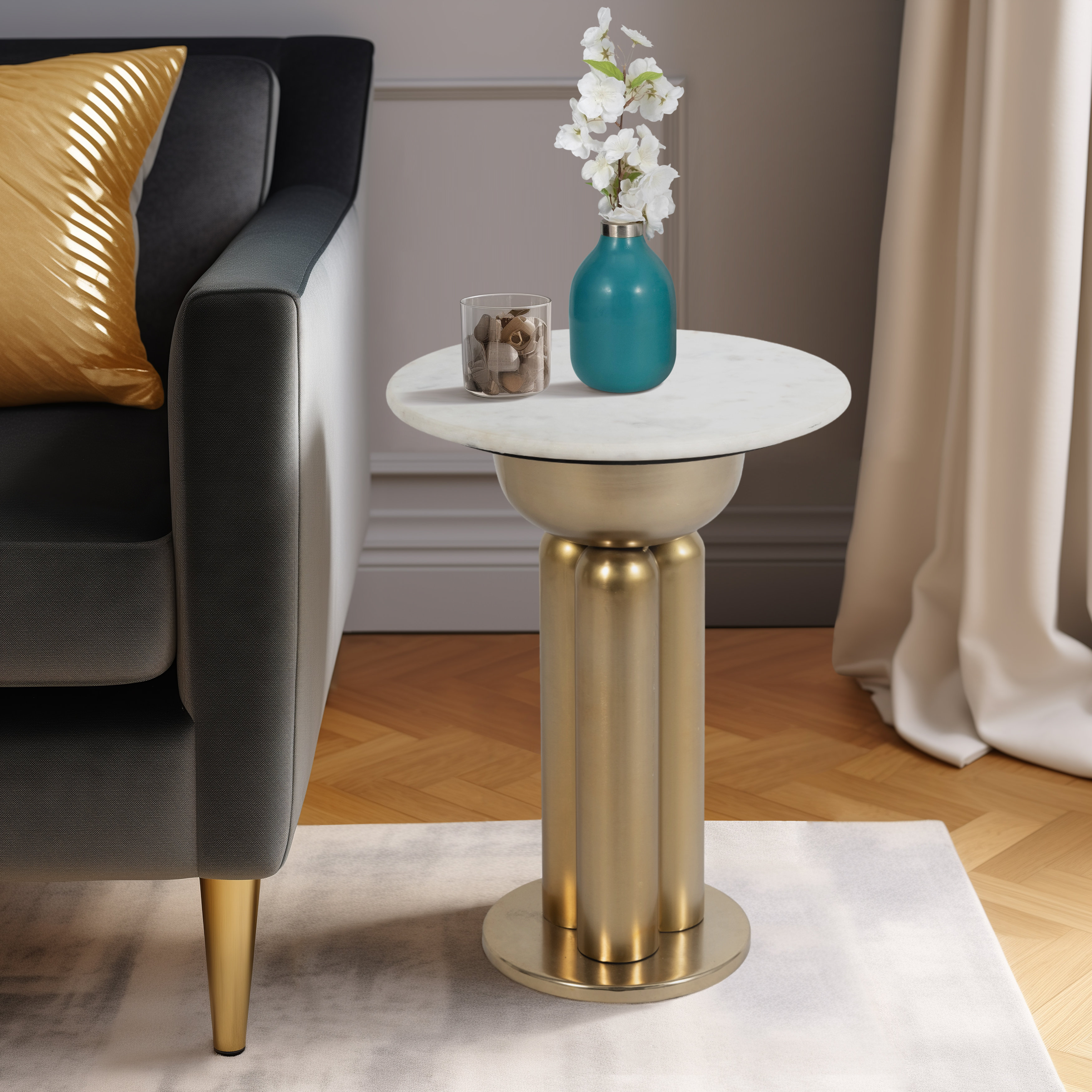 Willa Arlo™ Interiors Metal Console with Marble Top - Elegant Storage ...