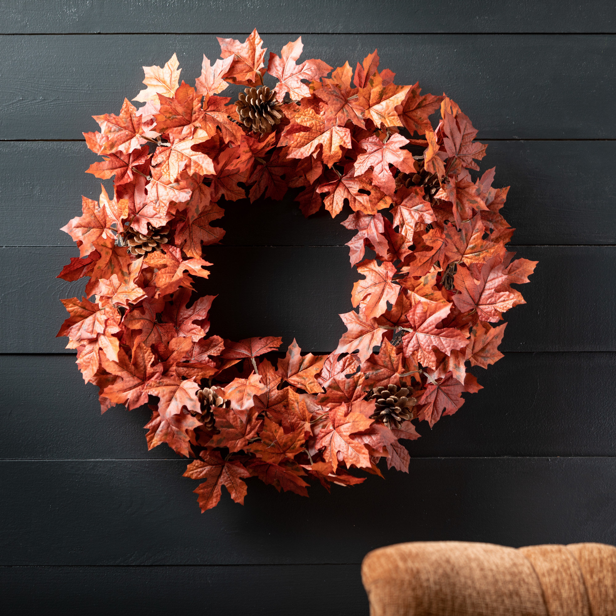 Primrue Veleer Faux Maple Polyester 24.5'' Wreath & Reviews | Wayfair