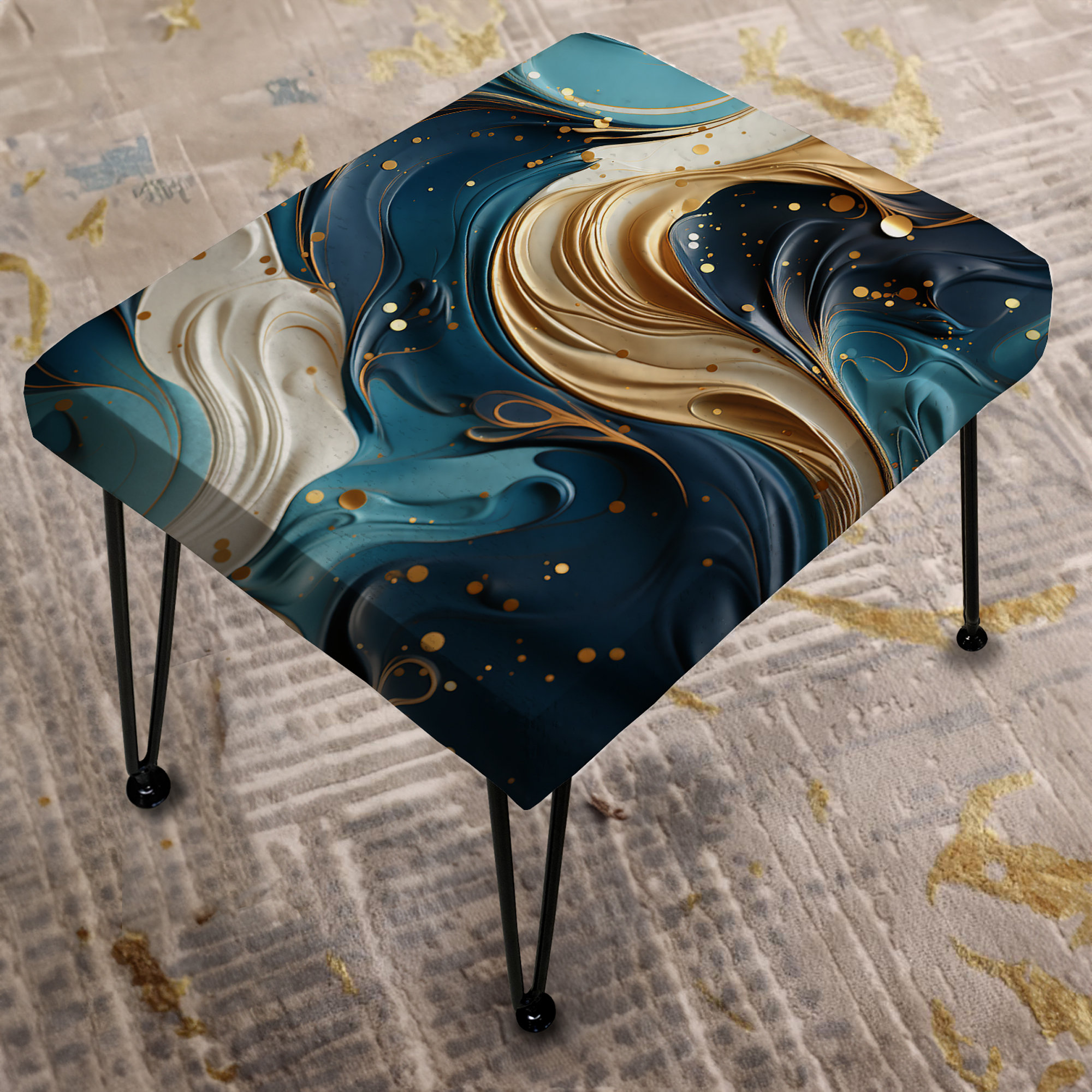 Design Art Gold Veins And Blue Marble Pattern - Marble Rectangle ...