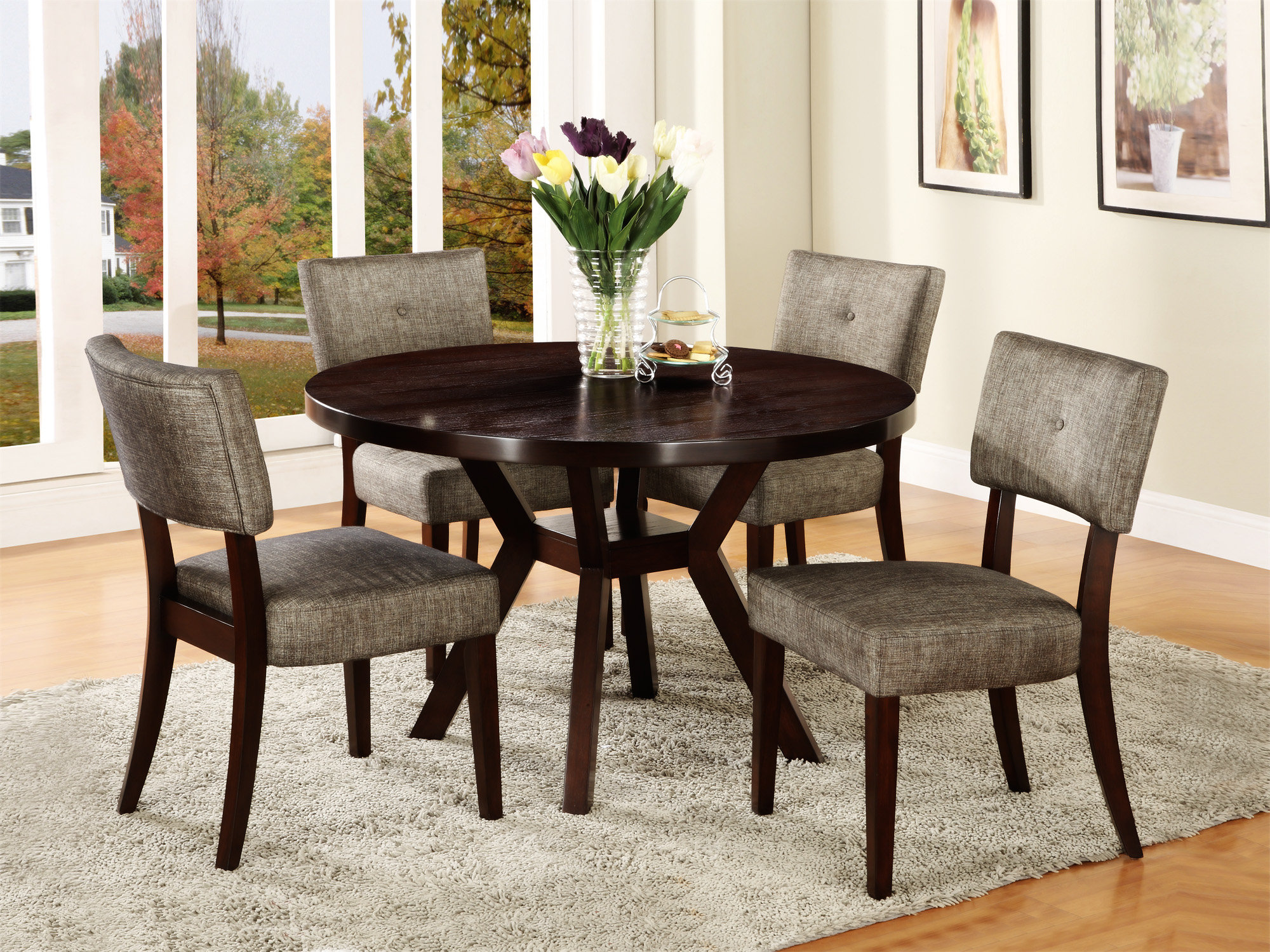 Lark Manor™ Drake Gray Fabric & Espresso Finish 5Pcs Dining Room Set ...