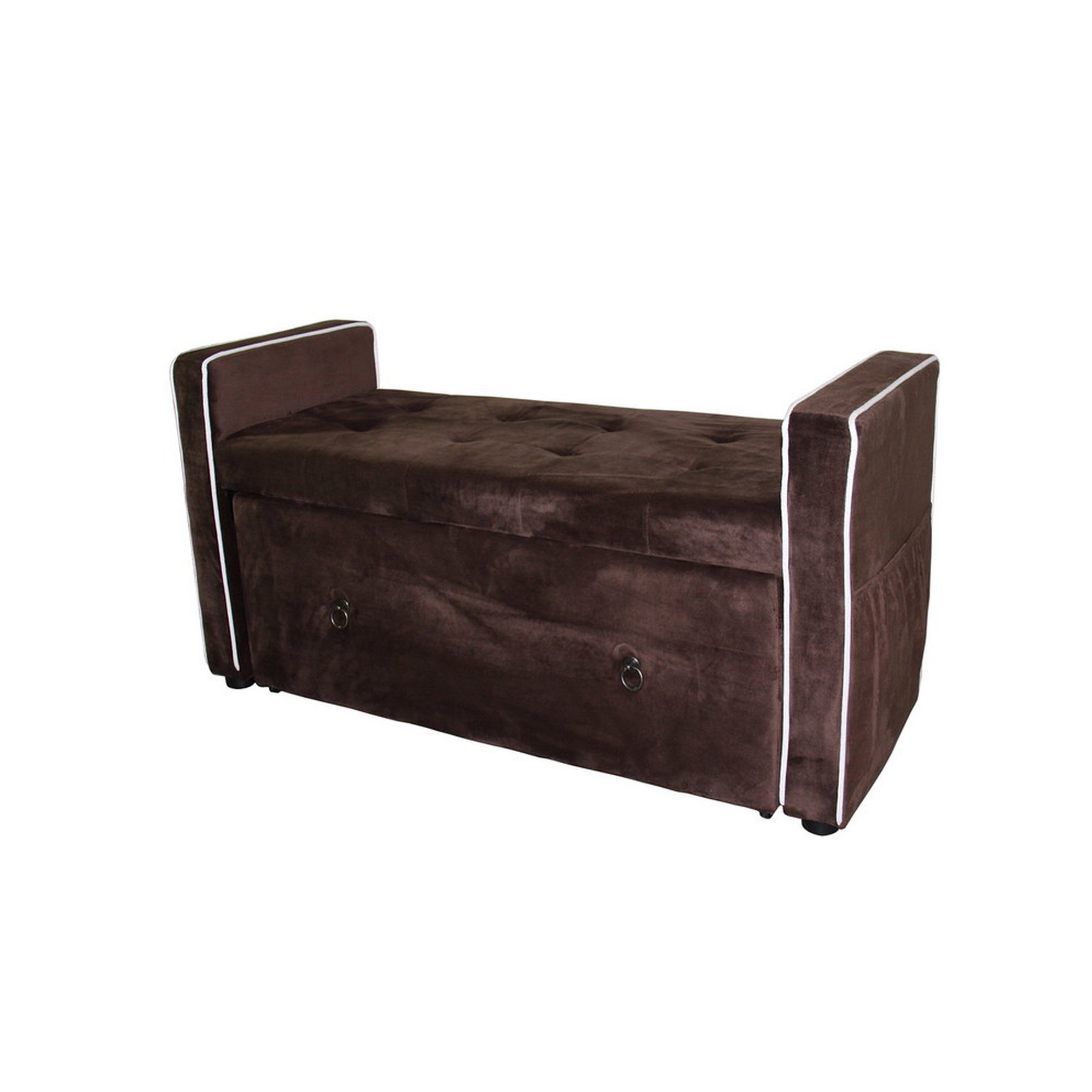 Latitude Run® Brown Suede 22" Shoe Rack Bench With Detachable Wood ...