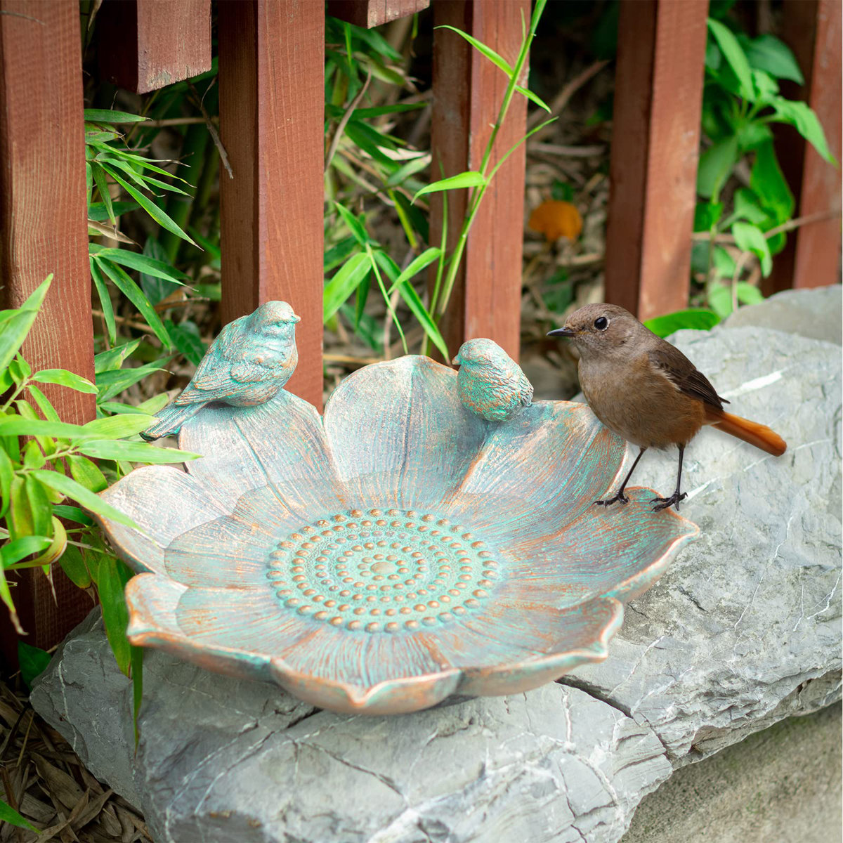 Bungalow Rose Bird Baths For Outdoors, Antique Outdoor Garden Bird Bath ...