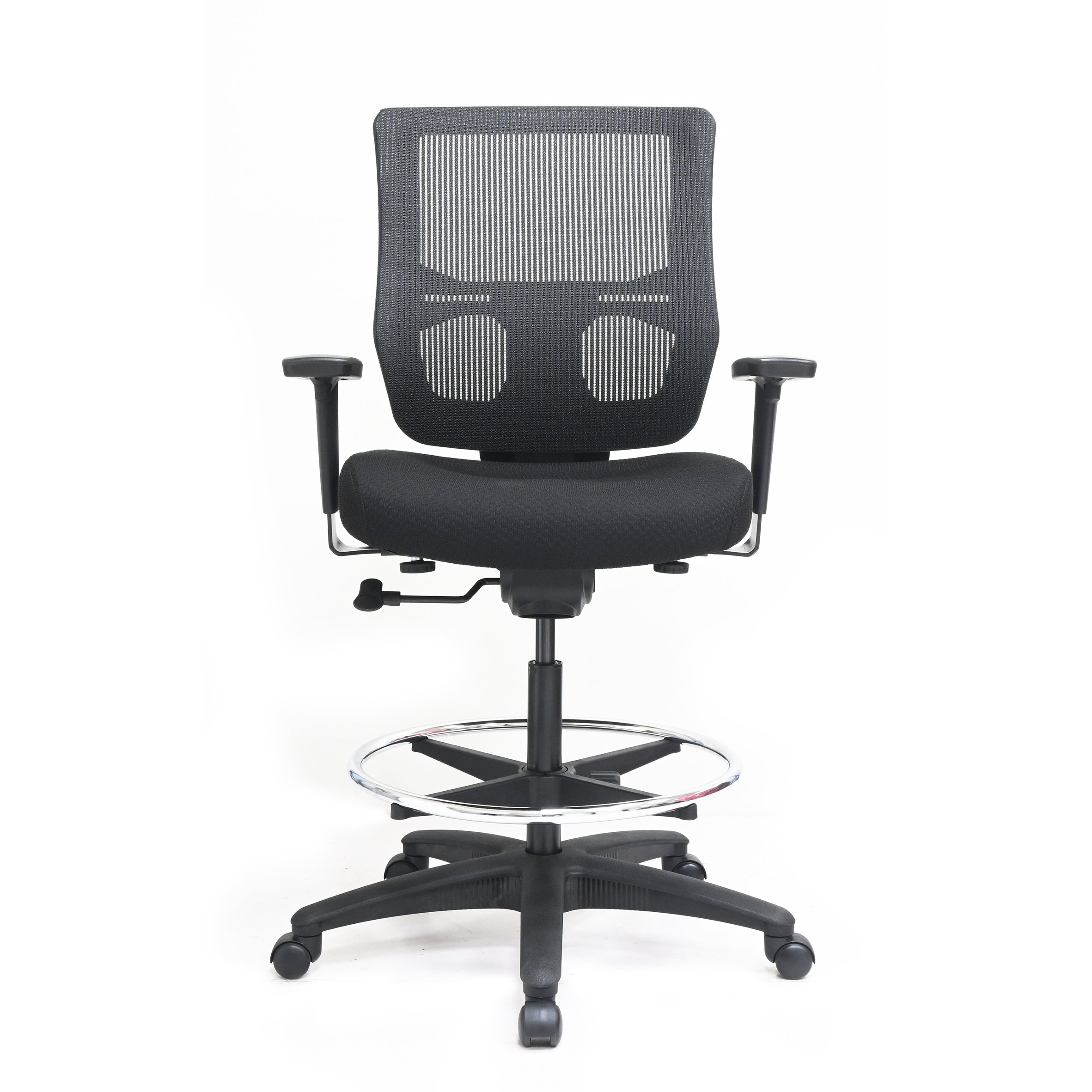 Eurotech Seating Apollo II Extended Height Swivel Office Stool with TEMPUR® Cushioned Seat, Mesh ...