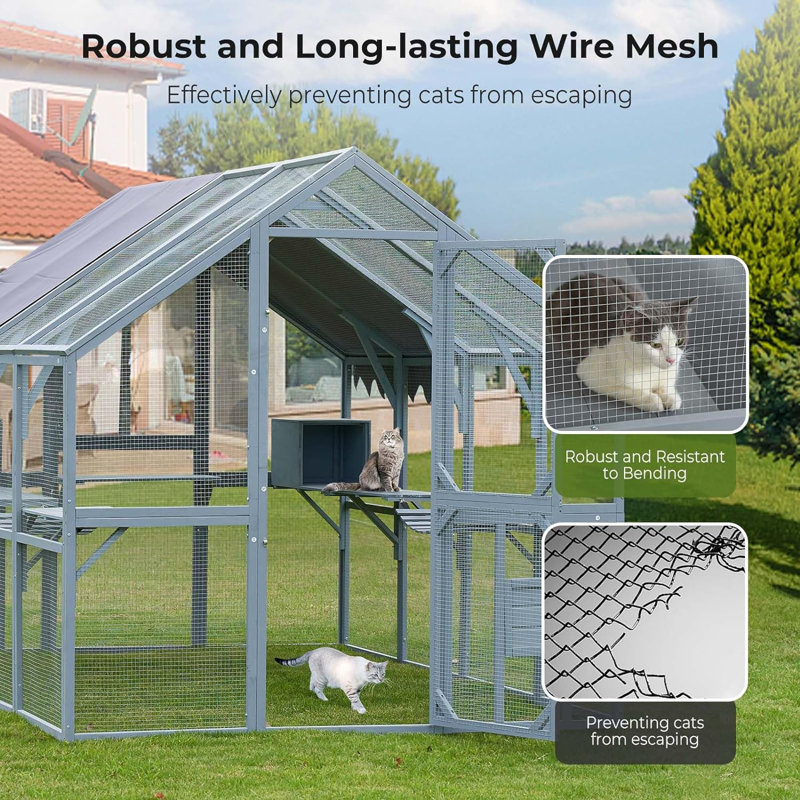 Sapphome 9.25Ft Catio Outdoor Cat Enclosure, Large Walk in Cat Run ...