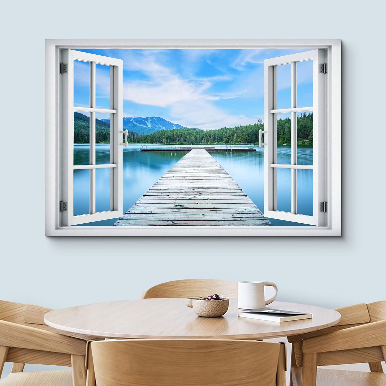 IDEA4WALL Window Scenery " Window View Mountain Range Forest Tree Lake ...