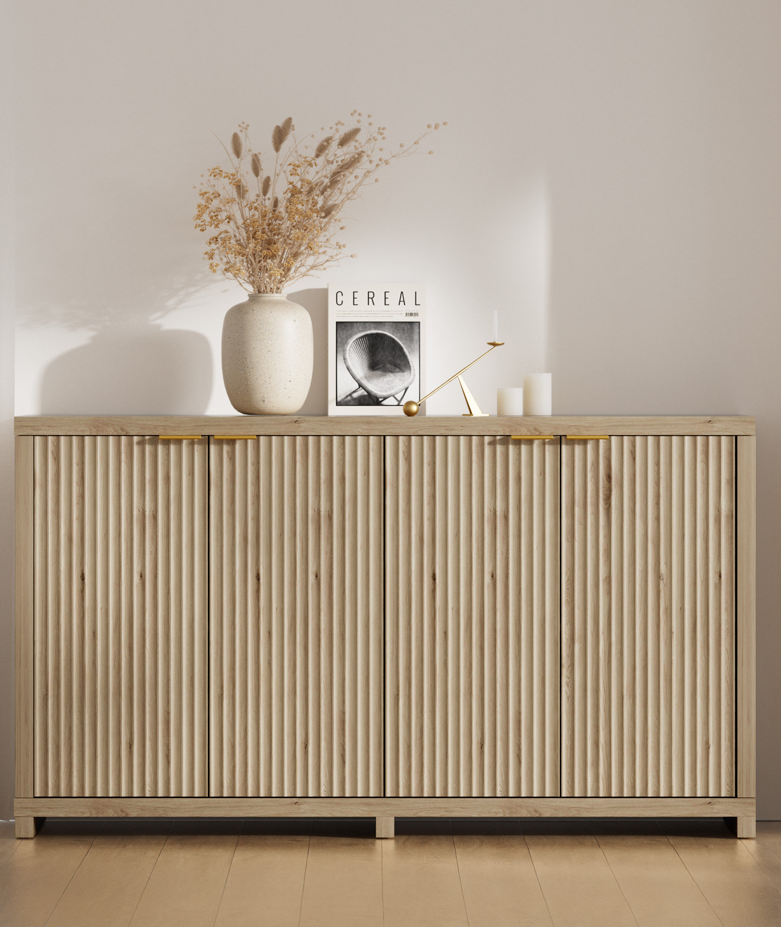 Ebern Designs 55'' Modern Sideboard Buffet Cabinet with Adjustable Shelves | Wayfair